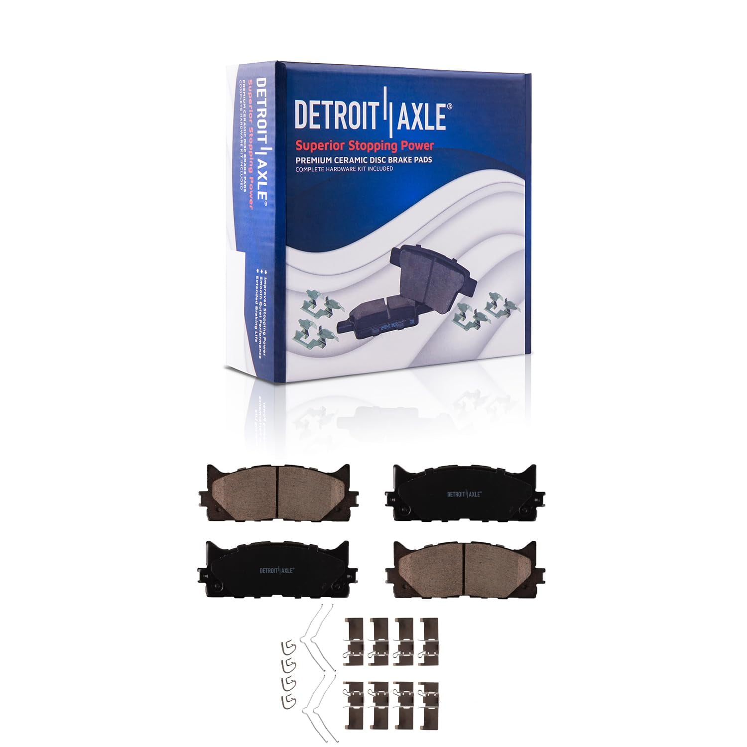Detroit Axle - Front Ceramic Brake Pads w/Hardware Replacement for ...