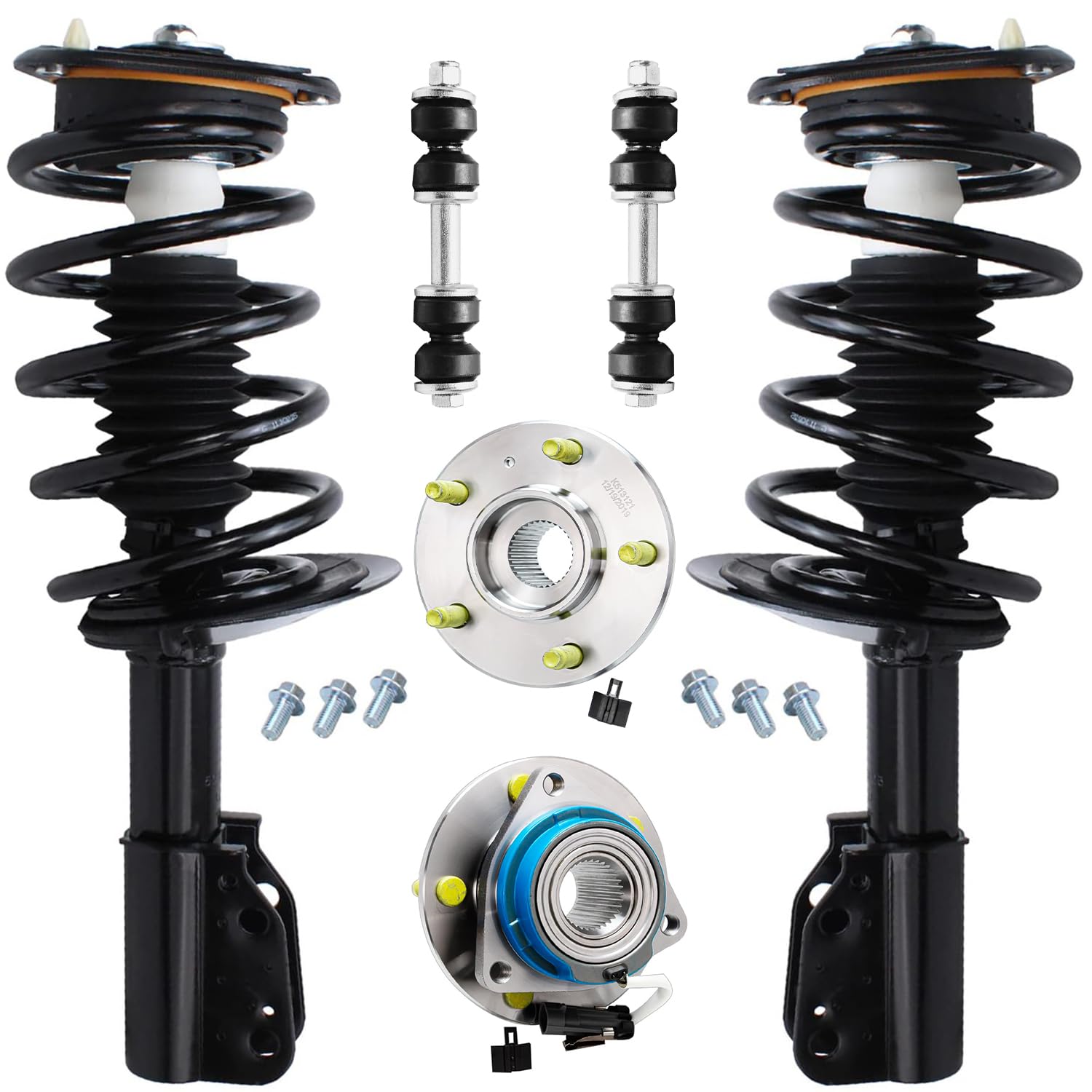 Detroit Axle Front Complete Strut Assemblies + 2 Front Wheel Bearing ...