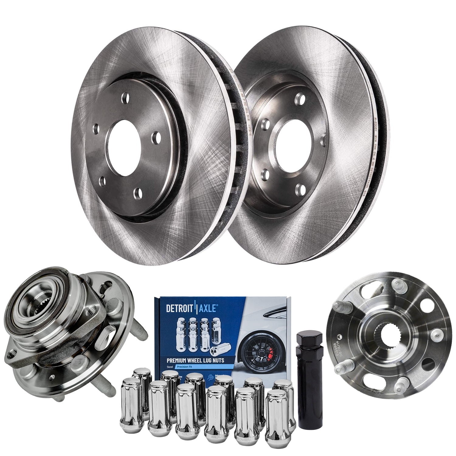 Detroit Axle - Front Disc Brake Rotors Wheel Hubs Lug Nuts Replacement ...