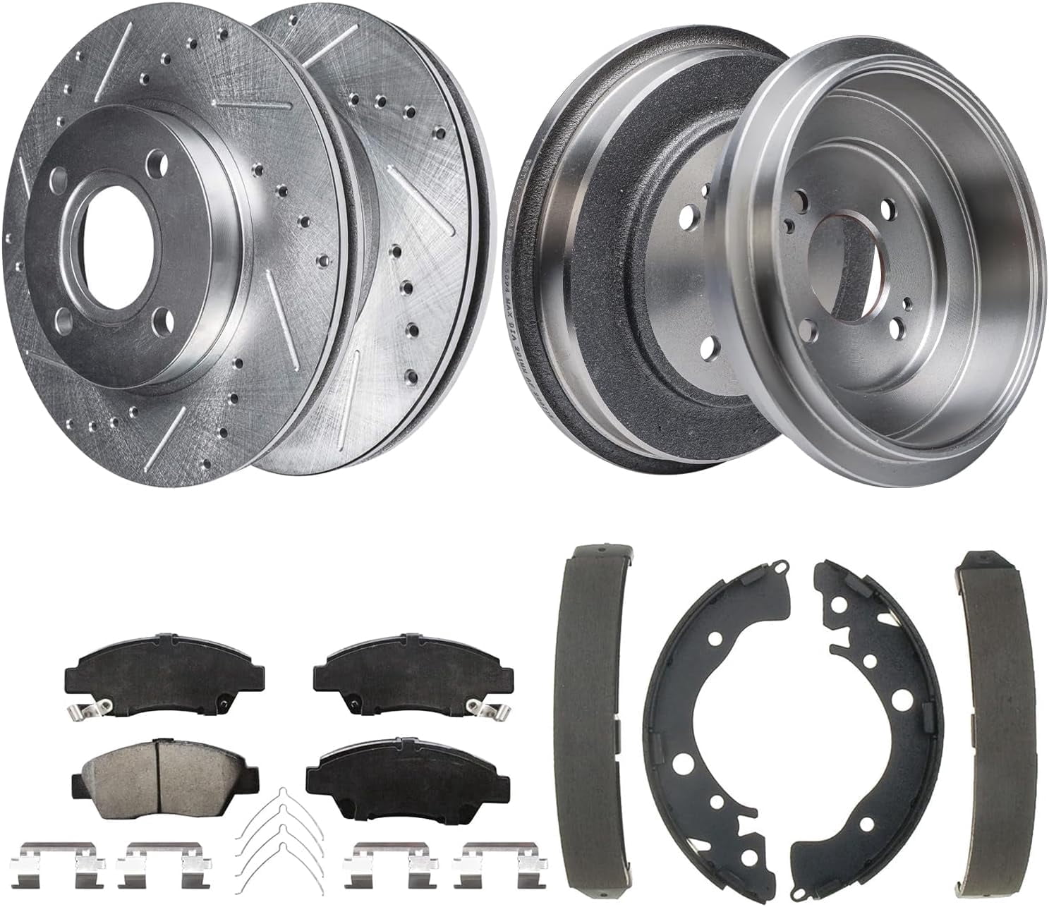 Detroit Axle - Front Drilled and Slotted Brake Rotors Ceramic Pads Rear ...