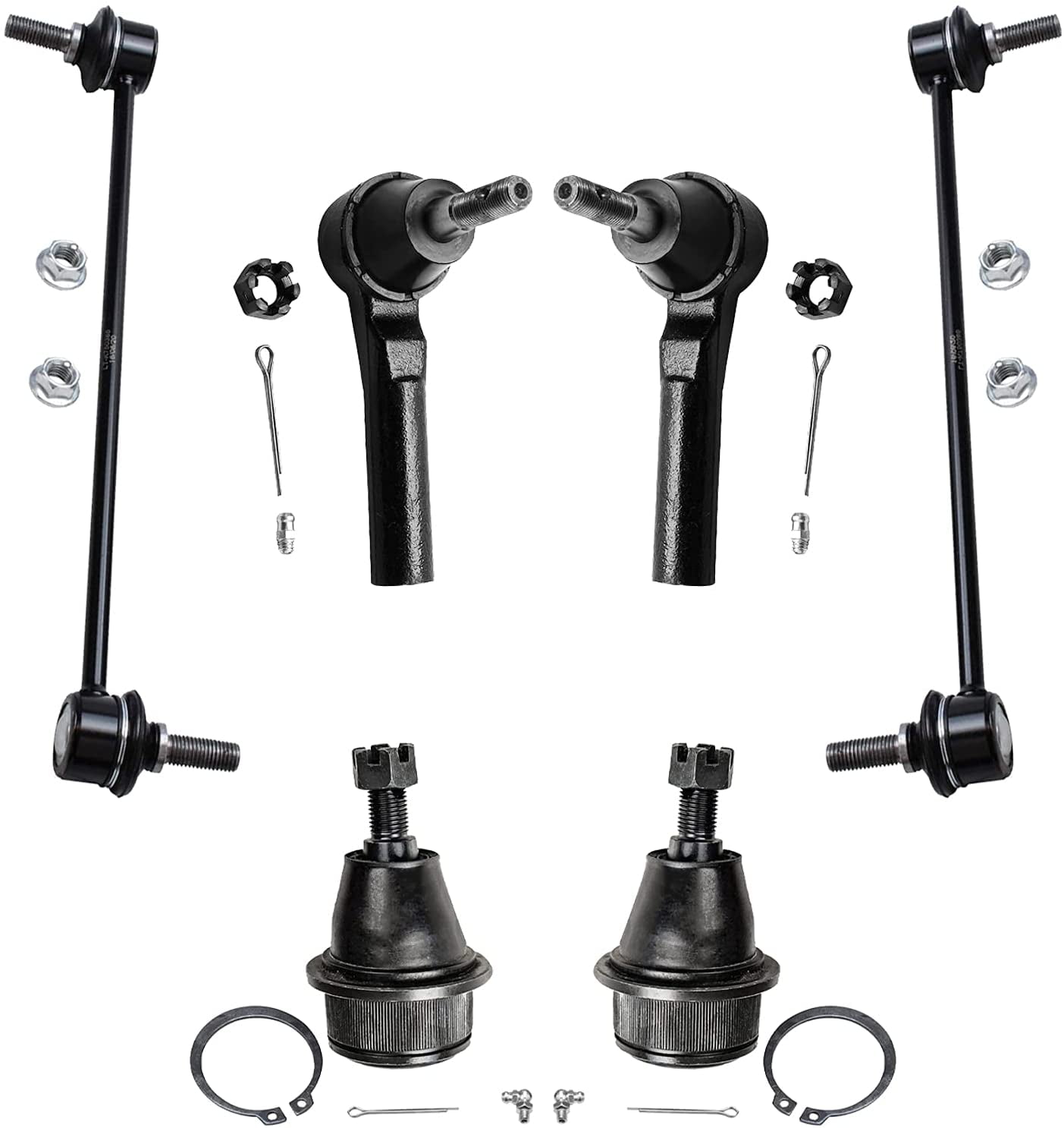 Detroit Axle - Front Lower Ball Joints Sway Bars Outer Tie Rods ...