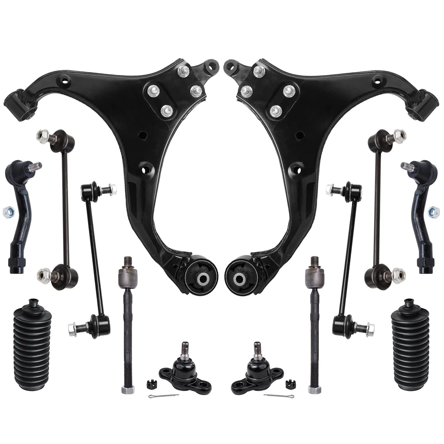 Detroit Axle - Front Lower Control Arms + Lower Ball Joints + Tie Rods ...