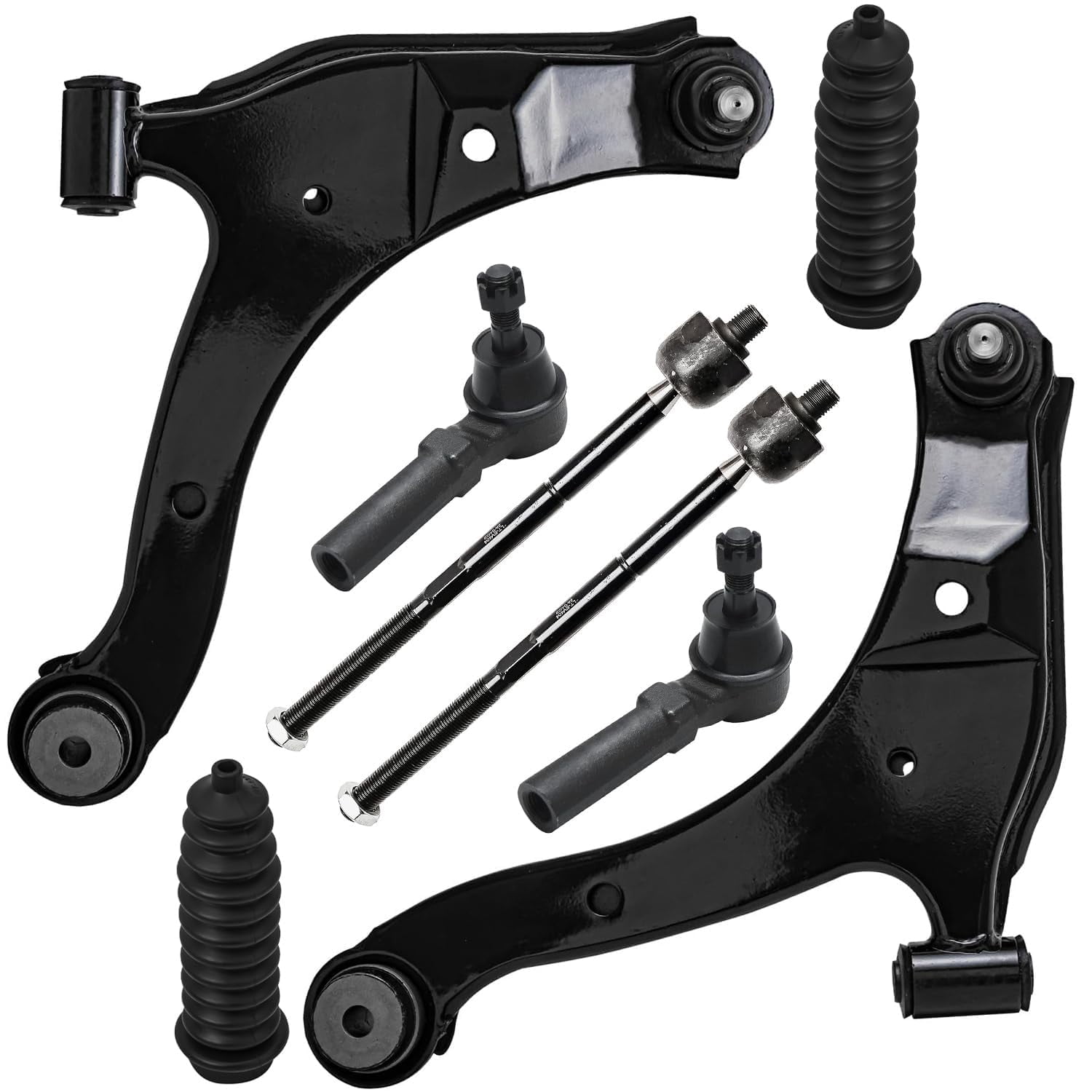 Detroit Axle - Front Lower Control Arms, Inner Outer Tie Rods and Rack ...