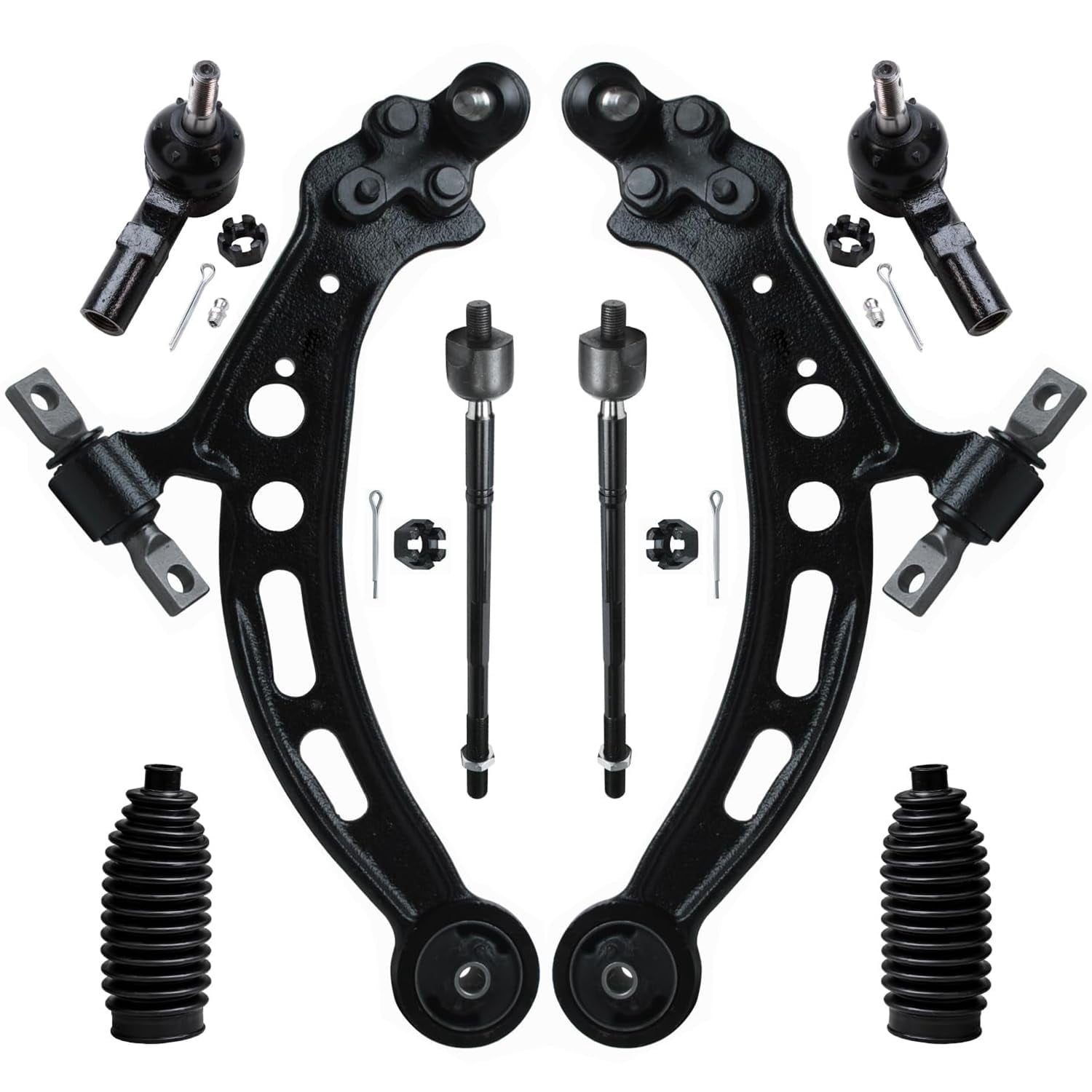 Detroit Axle - Front Lower Control Arms + Inner Outer Tie Rods w/ Boots ...