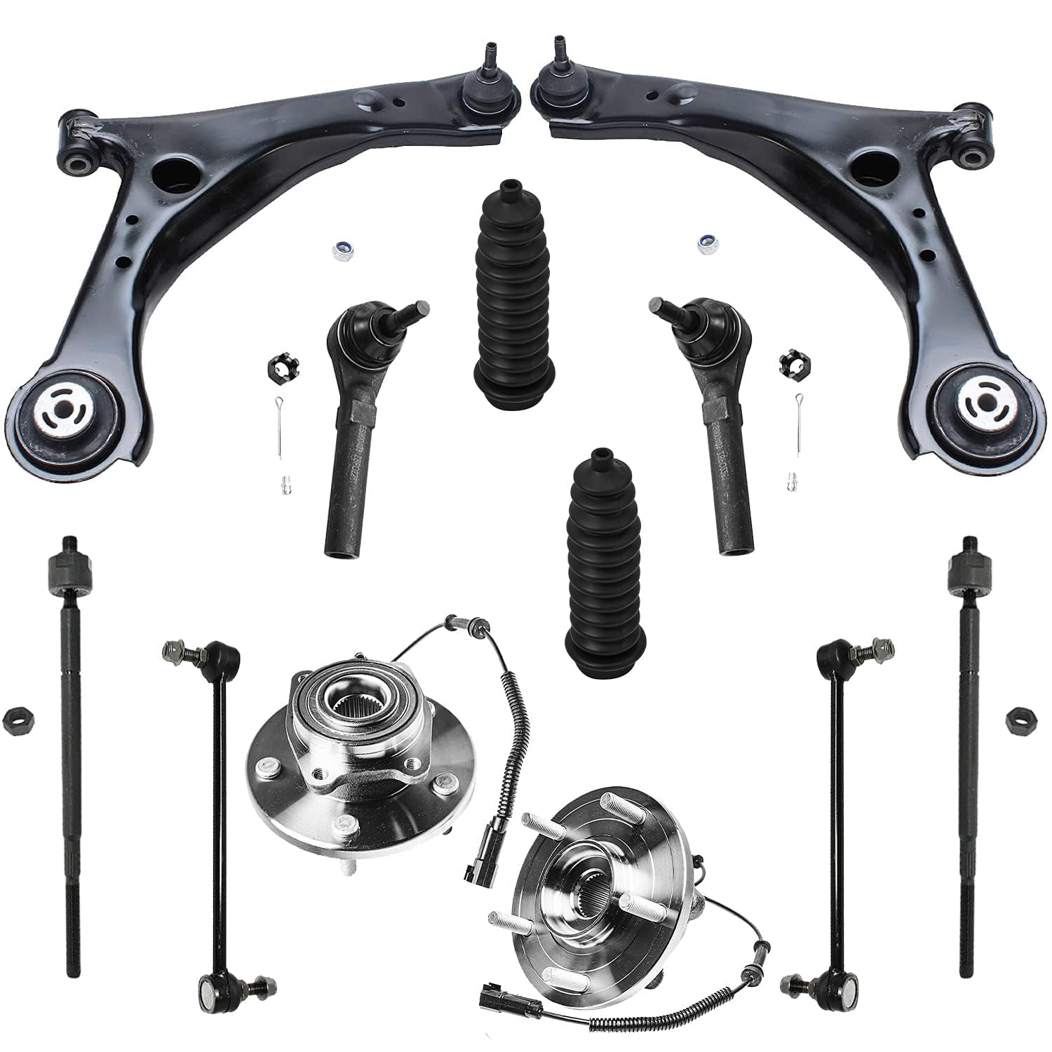 Detroit Axle - Front Lower Control Arms w/Ball Joints + Sway Bars + Tie ...