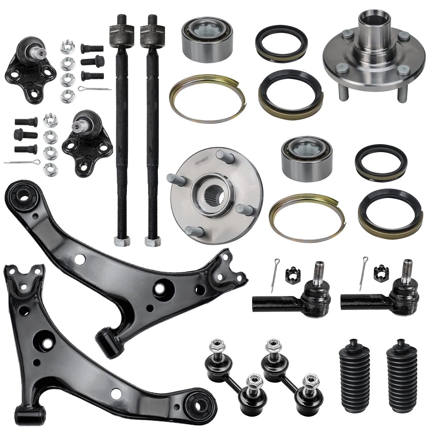 Detroit Axle Front Suspension Kit, Lower Control Arms, Wheel Hub, Tie ...