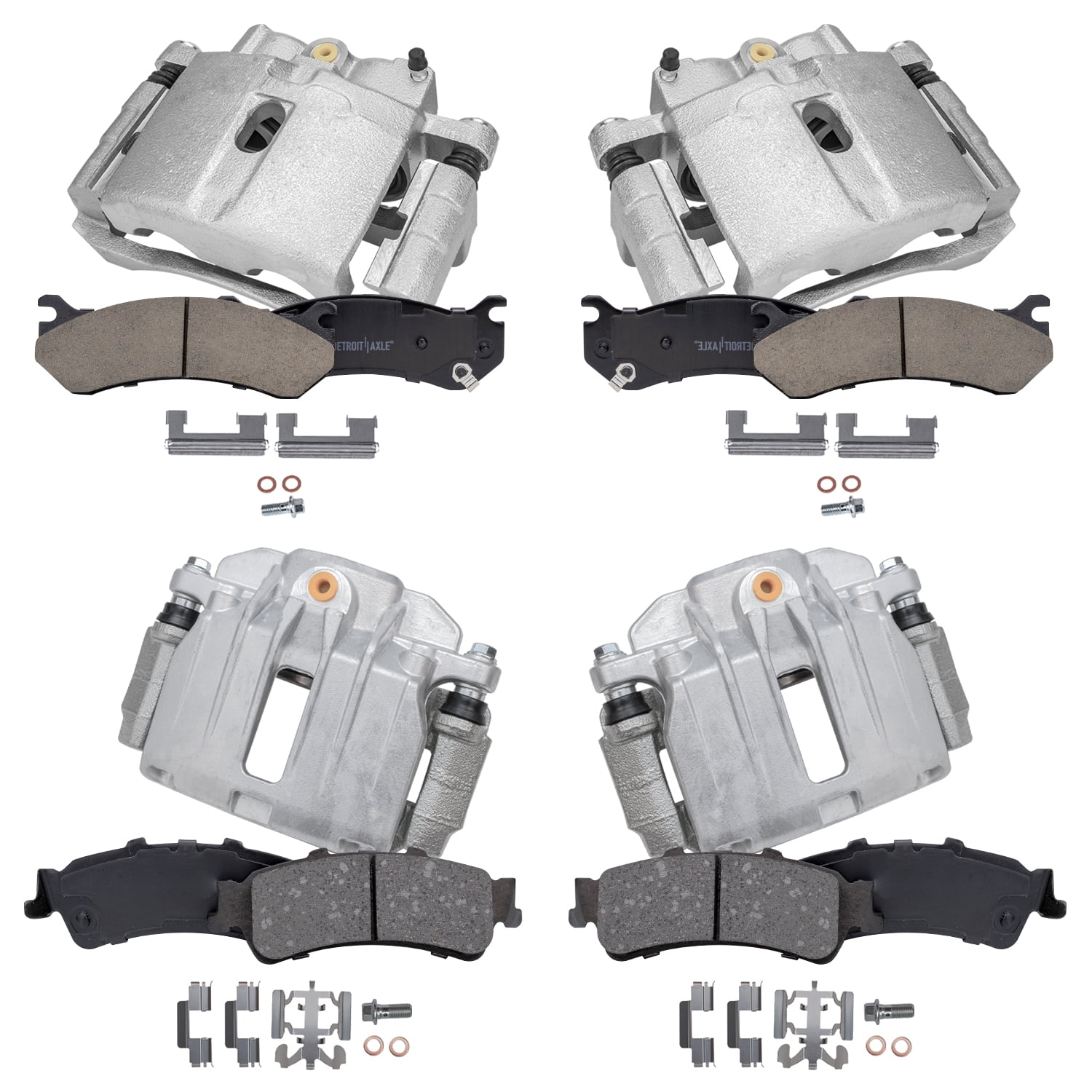 Detroit Axle - Front & Rear Brake Calipers Brakes Brake Pads Replacement for Chevy Silverado GMC ...
