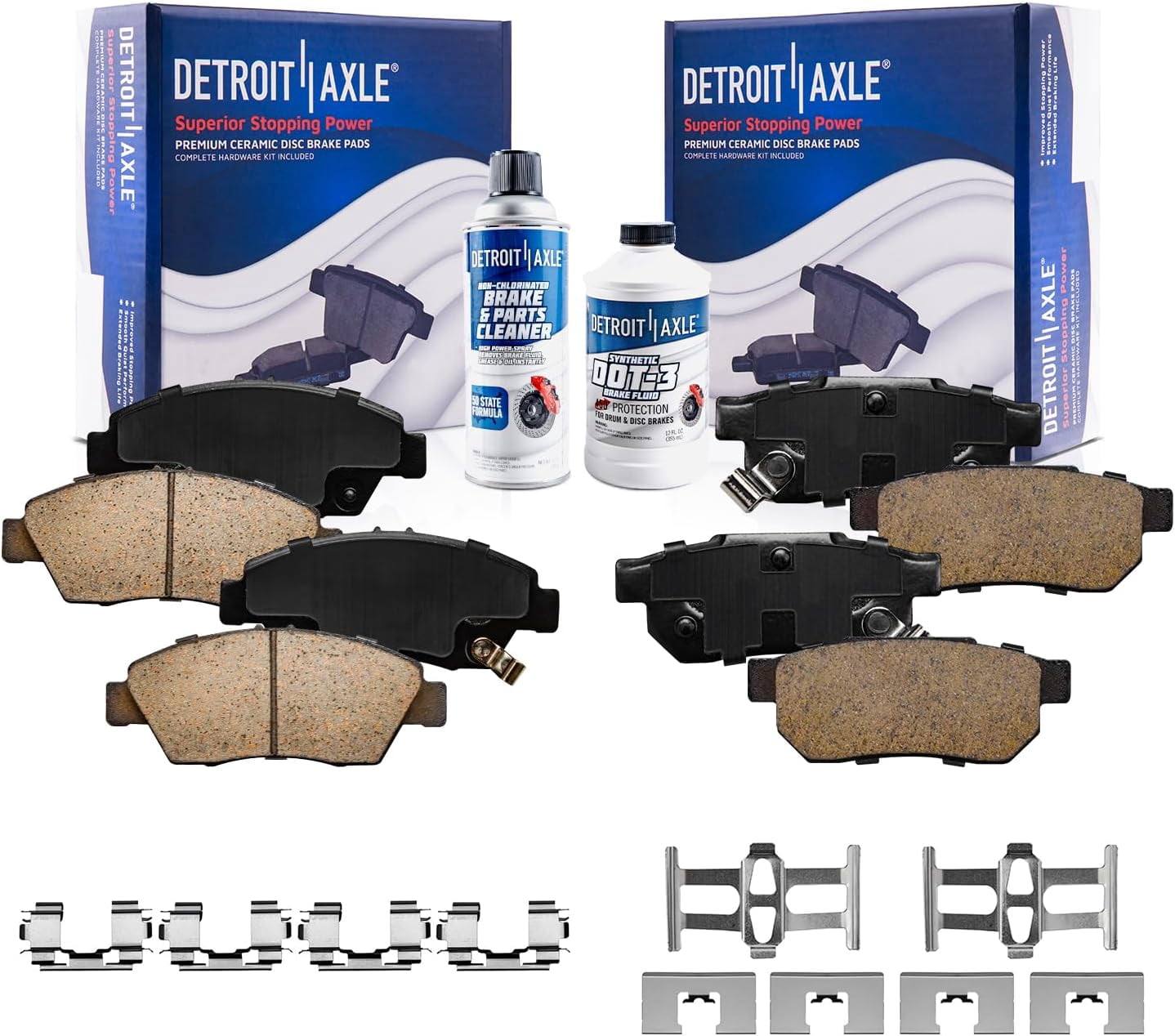 Detroit Axle - Front and Rear Brake Pads for 1994-1997 Honda Civic del ...