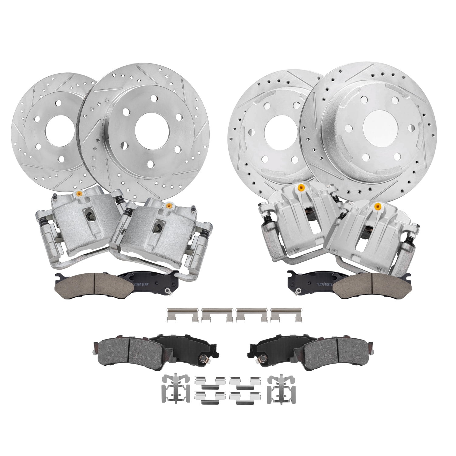 Detroit Axle - Front Rear Drilled Slotted Brake Kit Brake Calipers Replacement for GMC Sierra ...