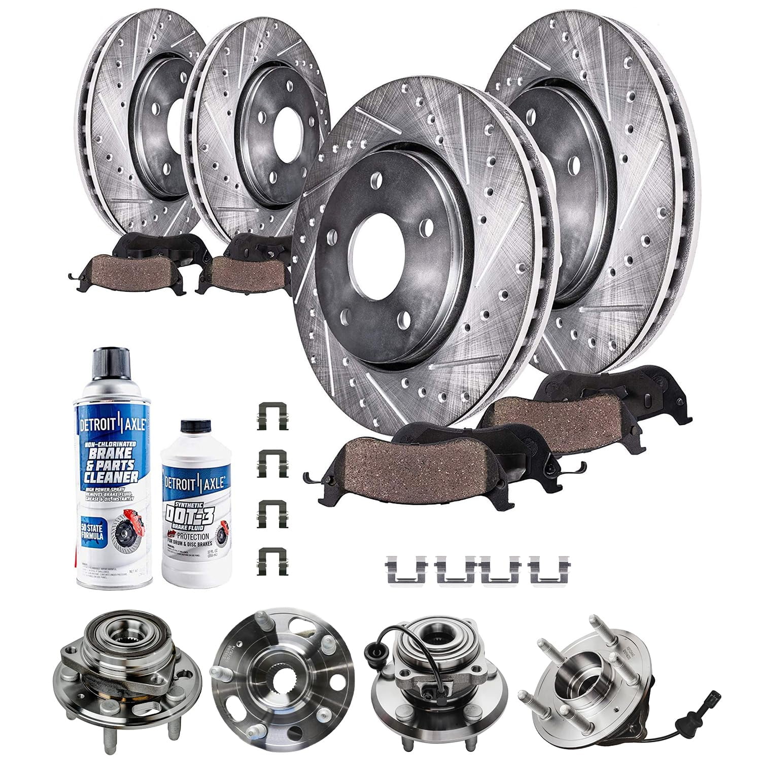 Detroit Axle Front Rear Brake Rotor Pad, Wheel Bearing Hub for 2010 ...