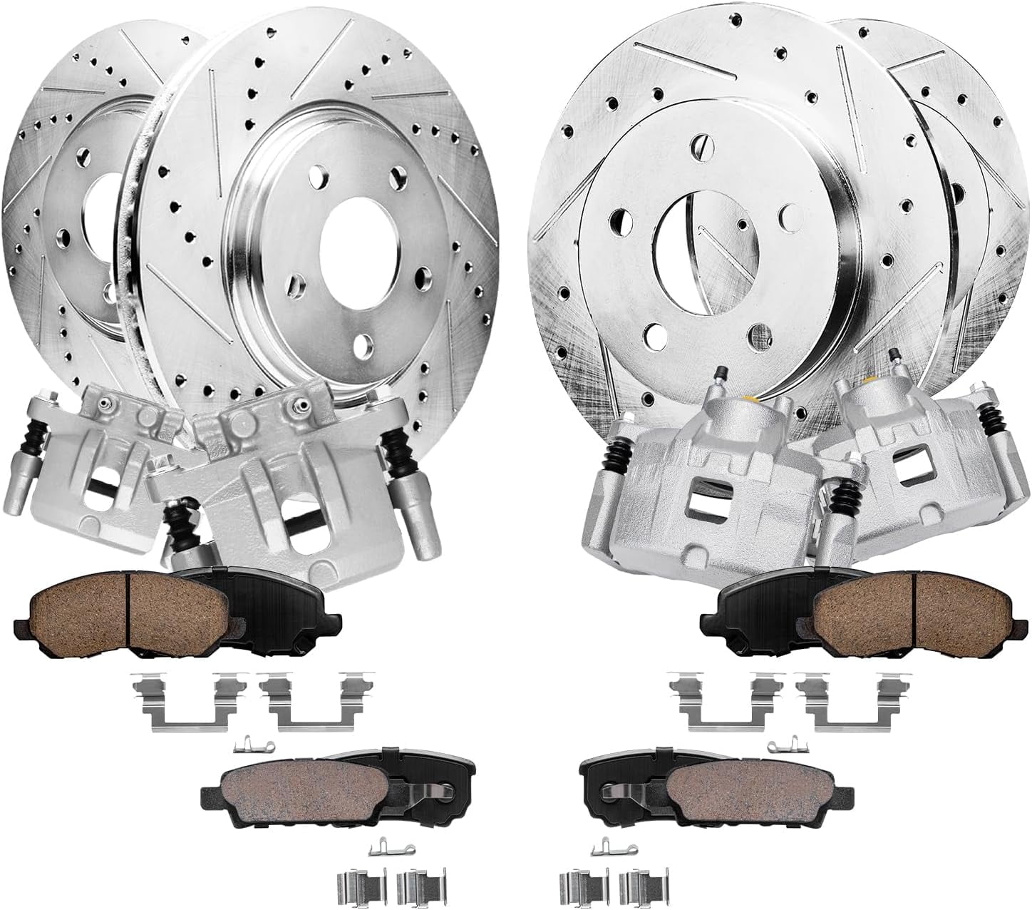 Detroit Axle - Front Rear Drilled & Slotted Rotors Ceramic Brake Pads ...