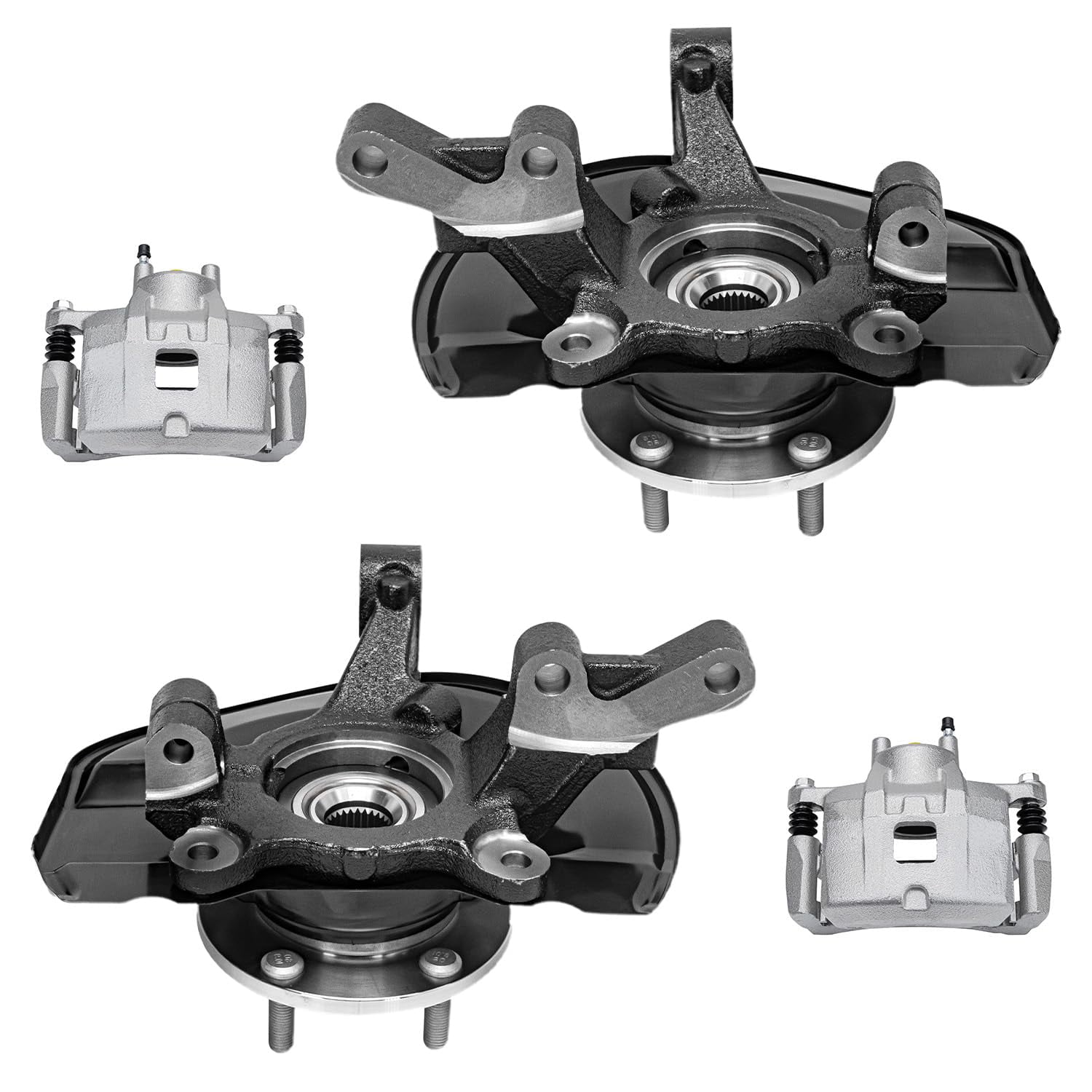 Detroit Axle - Front Steering Knuckles & Wheel Hub Bearings + Brake ...