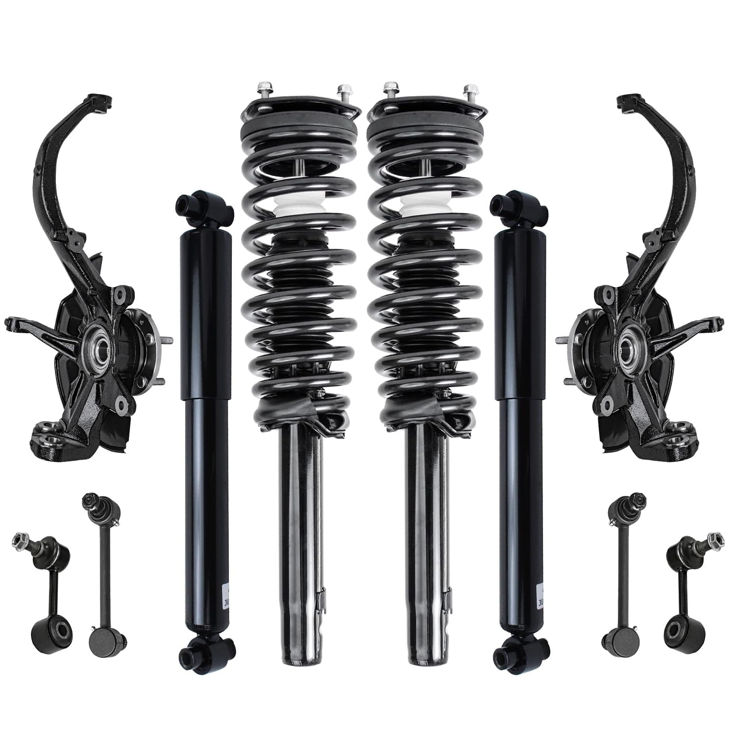 Detroit Axle - Front Steering Knuckles Wheel Hub Bearings + Struts w ...