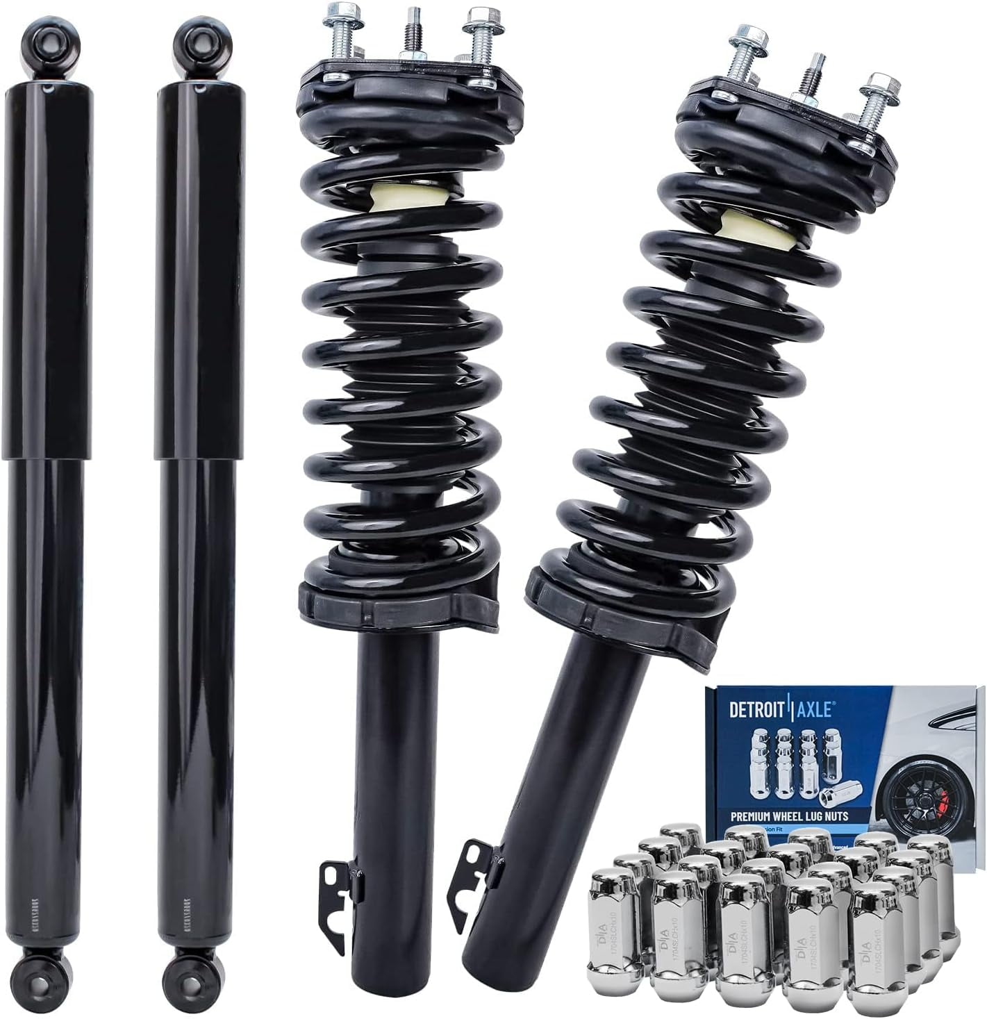 Detroit Axle - Front Struts + Rear Shocks + 20pc Wheel Lug Nuts Kit ...