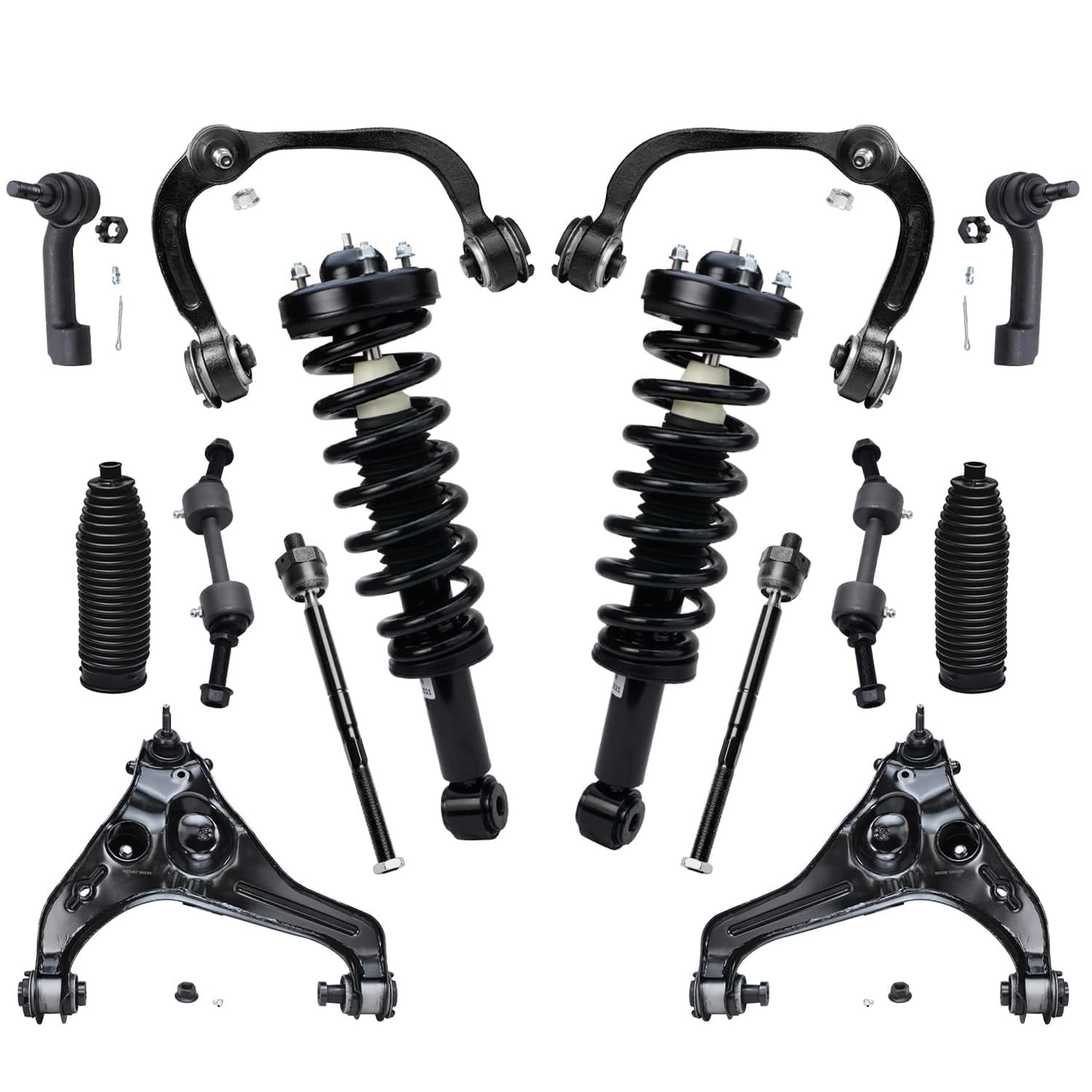 Detroit Axle Front Struts + Sway Bars + Inner & Outer Tie Rods + Upper ...