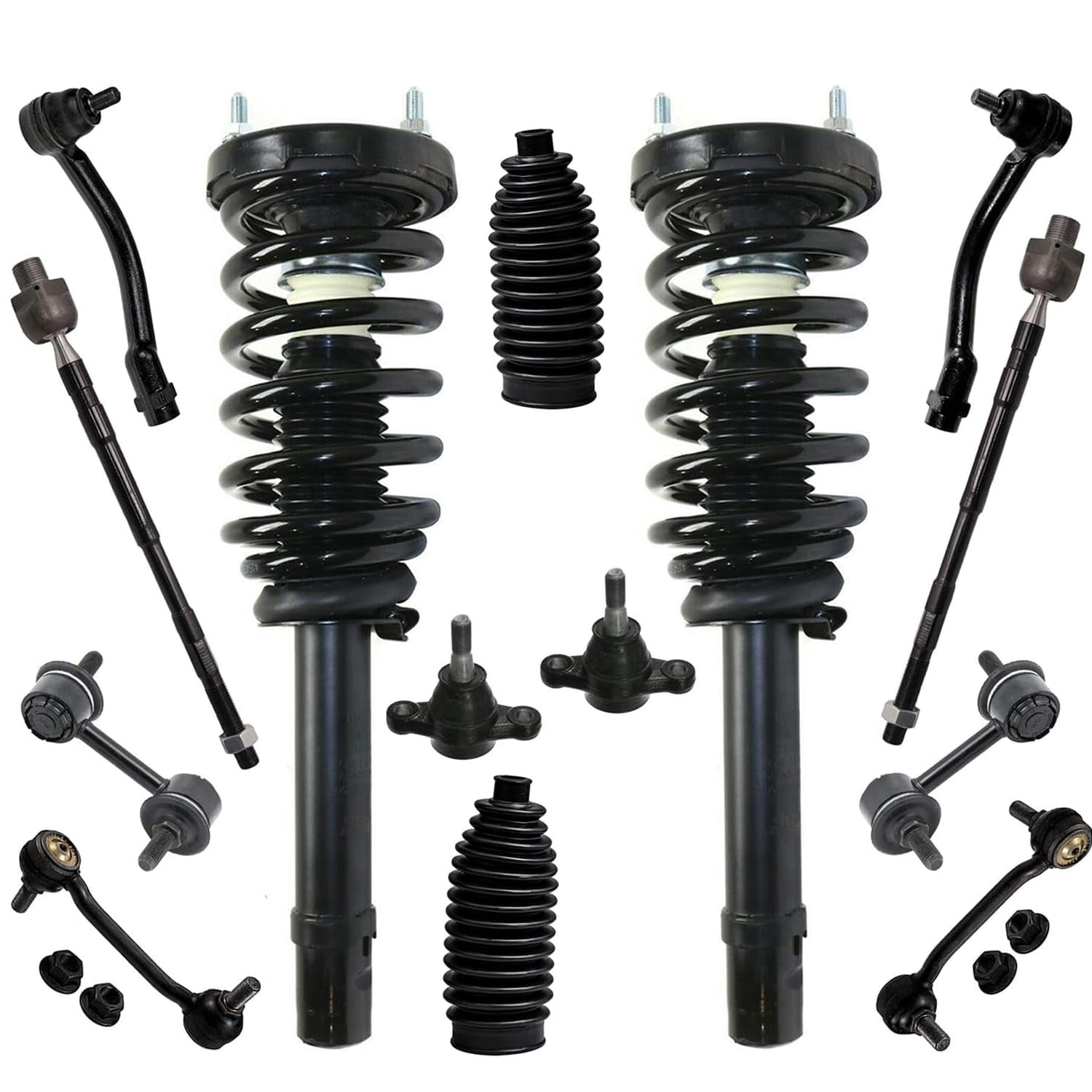Detroit Axle - Front Struts w/ Coil Spring + Sway Bars + Tie Rods ...