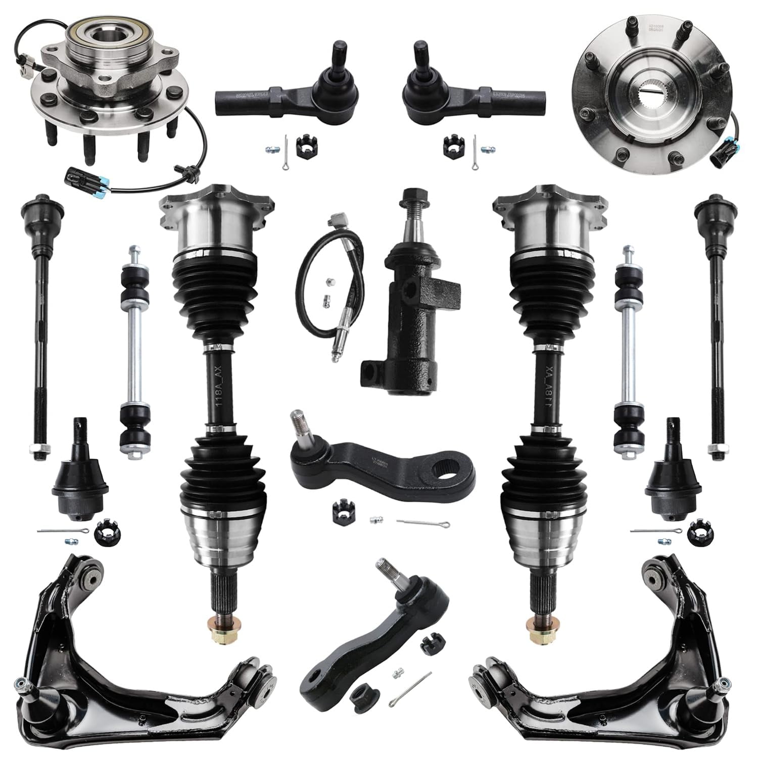 Detroit Axle - 17pc Front Suspension Kit for 4WD Chevy GMC, Wheel Hubs ...