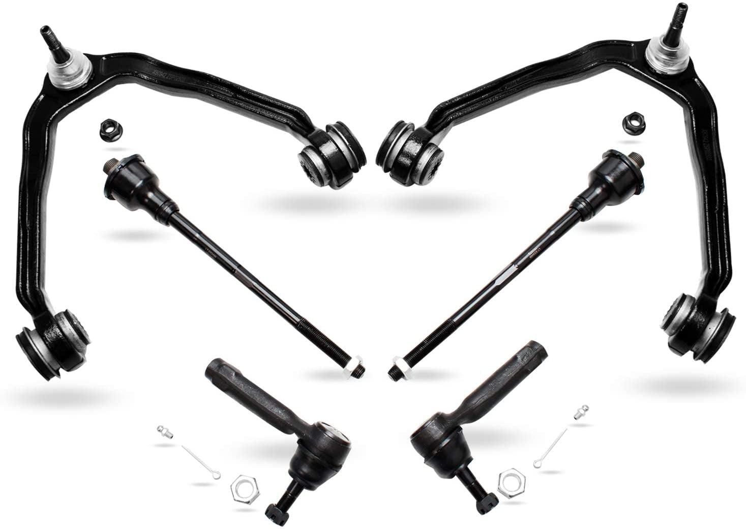 Detroit Axle - Front Upper Control Arm w/Ball Joint Inner and Outer Tie Rod Ends Suspension Kit ...