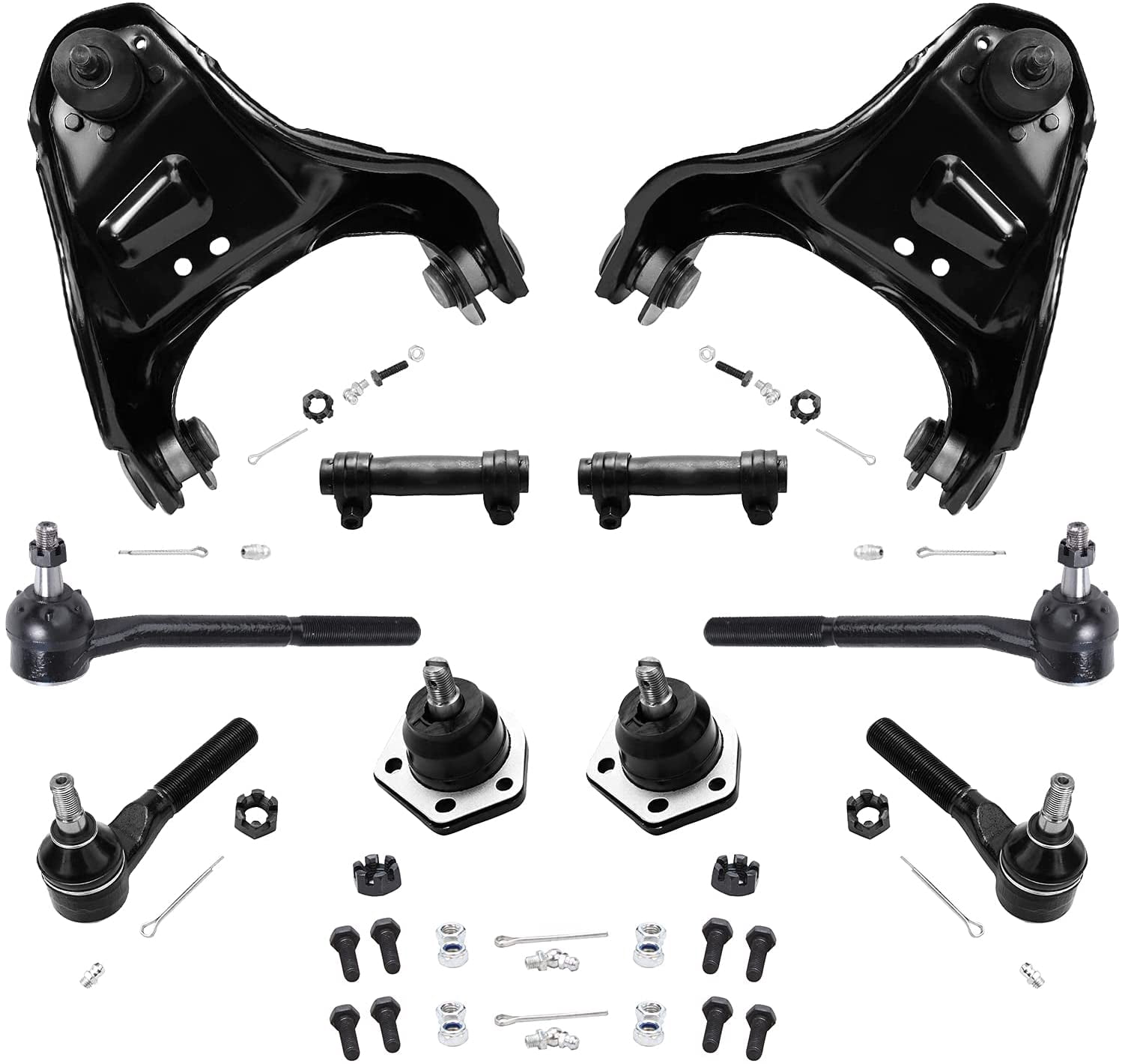 Detroit Axle - Front Upper Control Arms Lower Ball Joints Tie Rod Ends ...