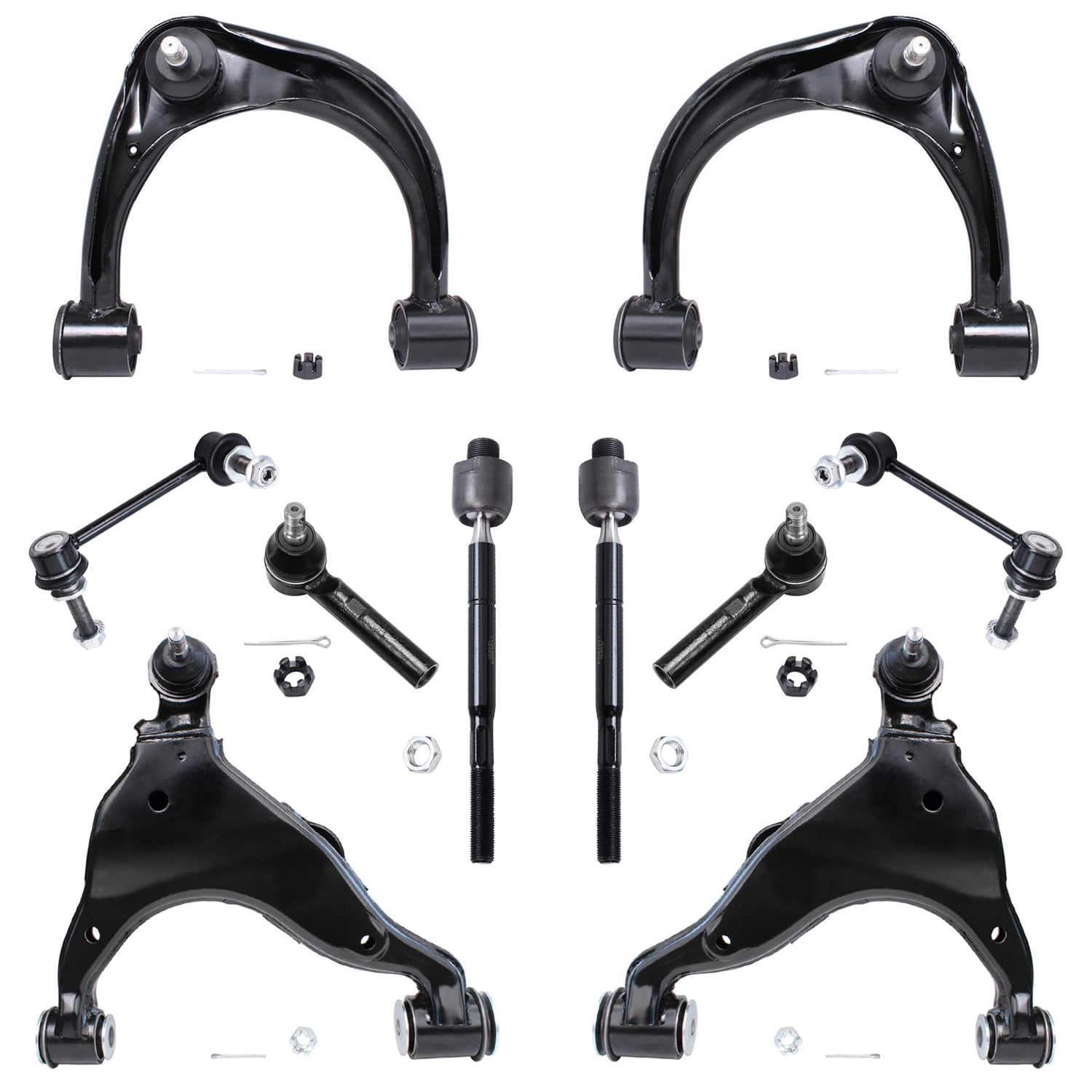 Detroit Axle - Front Upper Lower Control Arm Sway Bar and Inner Outer ...