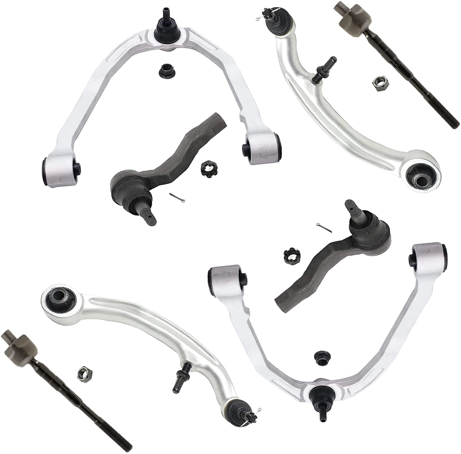 Detroit Axle - Front Upper & Lower Control Arms Inner Outer Tie Rods ...
