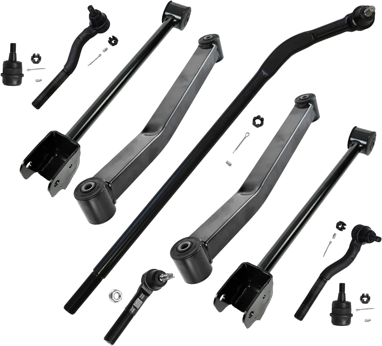 Detroit Axle - Front Upper & Lower Control Arms + Tie Rods Kit ...