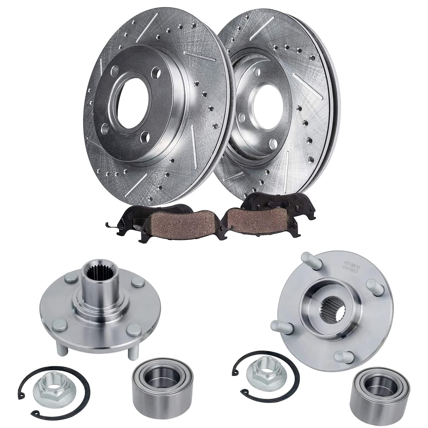 Detroit Axle - Front Wheel Bearing Hubs Brake Kit for 00-04 Ford Focus ...
