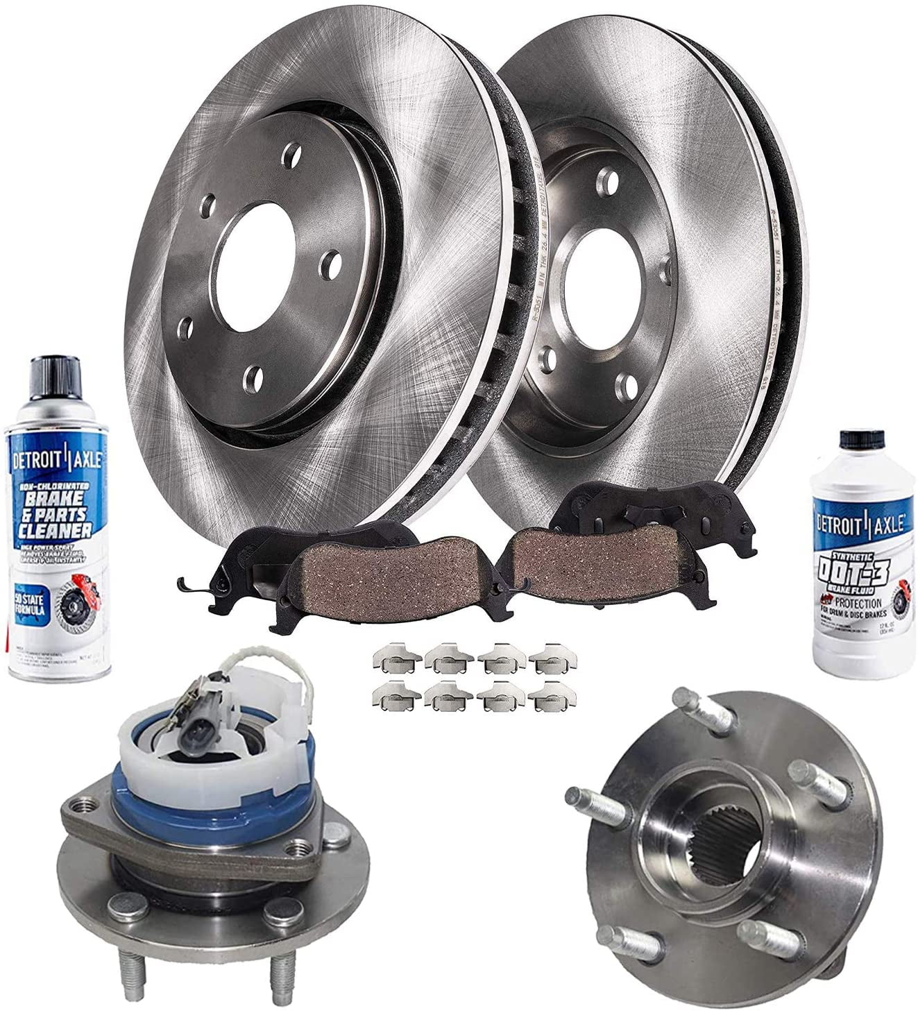 Detroit Axle - Front Wheel Bearing Hubs and Brake Kit Rotors w/Ceramic ...