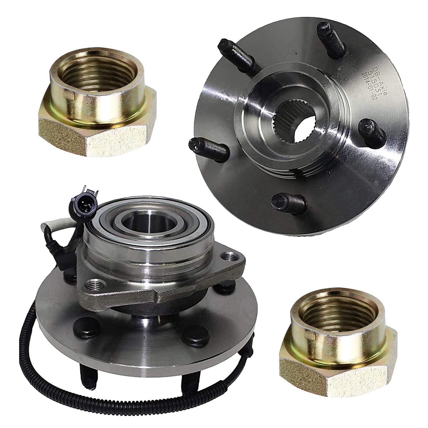 Detroit Axle - Front Wheel Hub and Bearing Assembly with CV Spindle ...