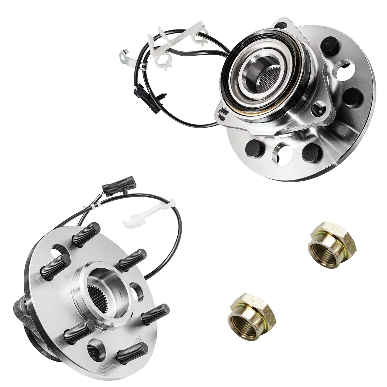 Detroit Axle - Front Wheel Hub and Bearing Assembly w/ CV Spindle Nuts ...