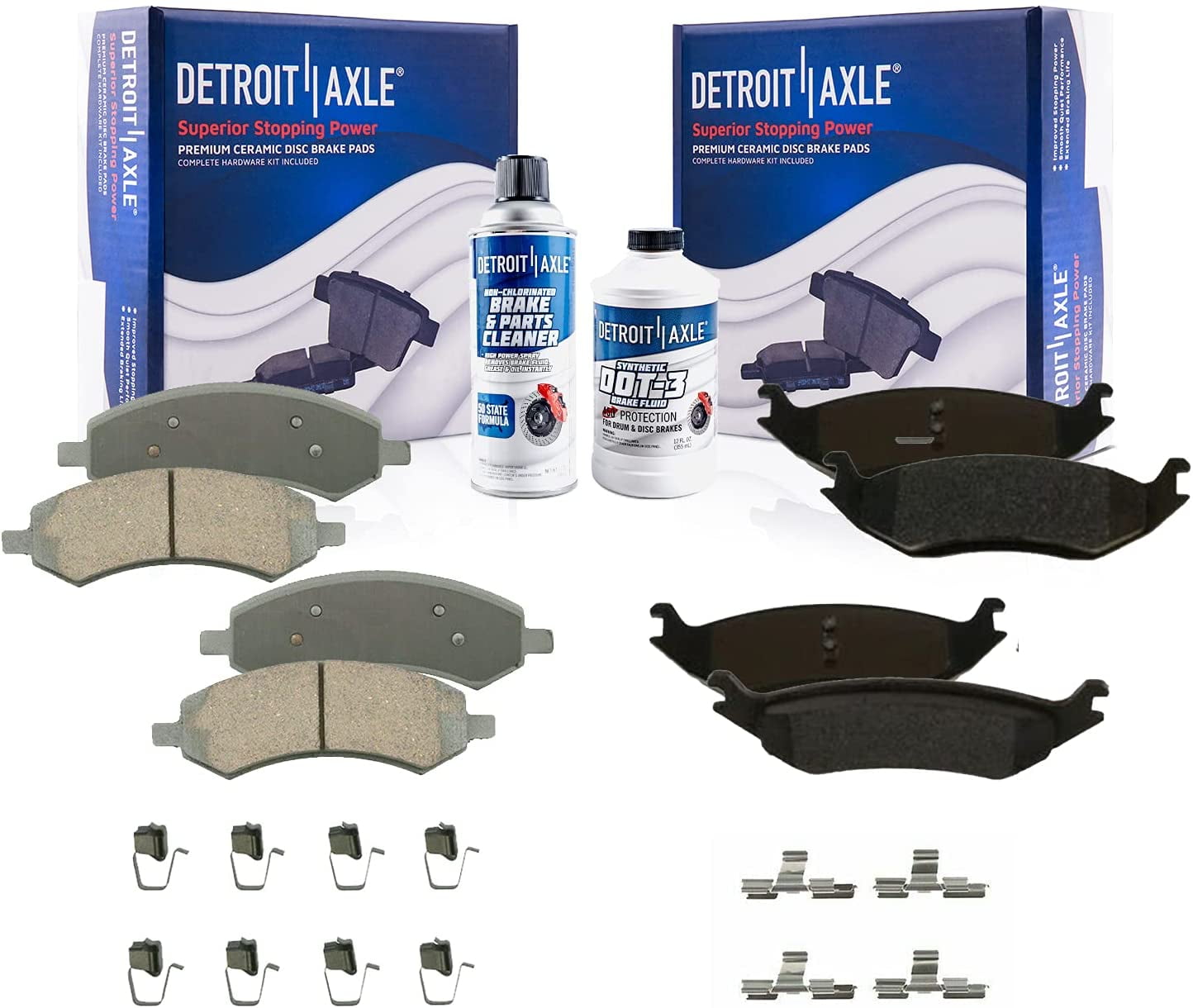 Detroit Axle - Front and Rear Brake Pads for 2009-2018 Dodge Ram 1500 ...
