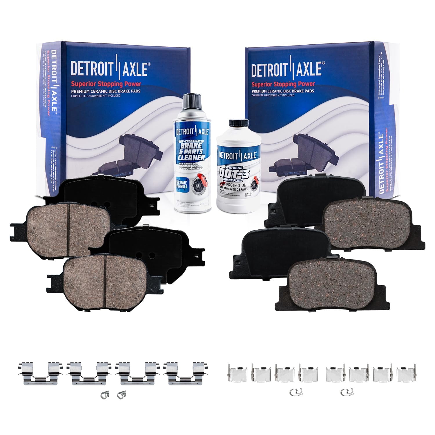 Detroit Axle - Front and Rear Ceramic Brake Pads with Hardware ...