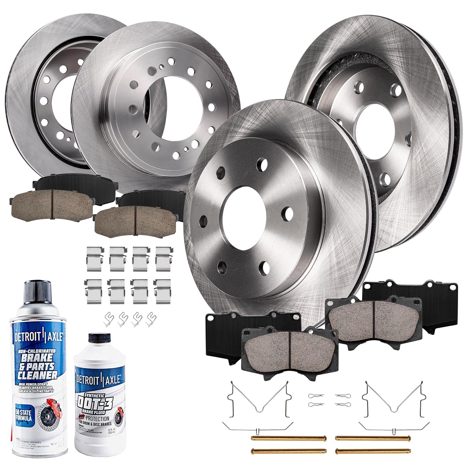 Detroit Axle - Front and Rear Disc Rotors Pads w/Hardware & Brake Kit ...