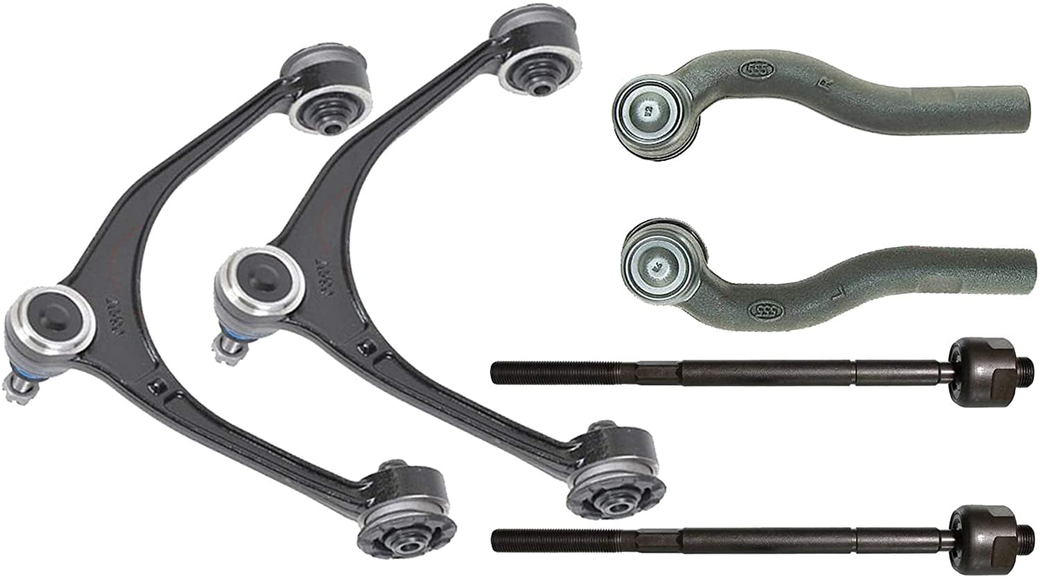 Detroit Axle - Pair (2) Front Upper Control Arms w/Inner Outer Tie Rod ...