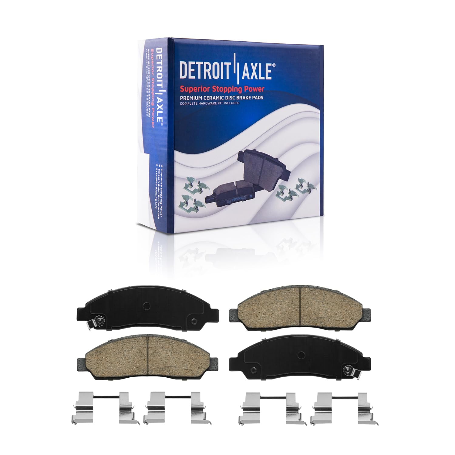 Detroit Axle - Pair Front Ceramic Brake Pads w/Hardware for 2004 2005 2006 2007 2008 Chevy ...