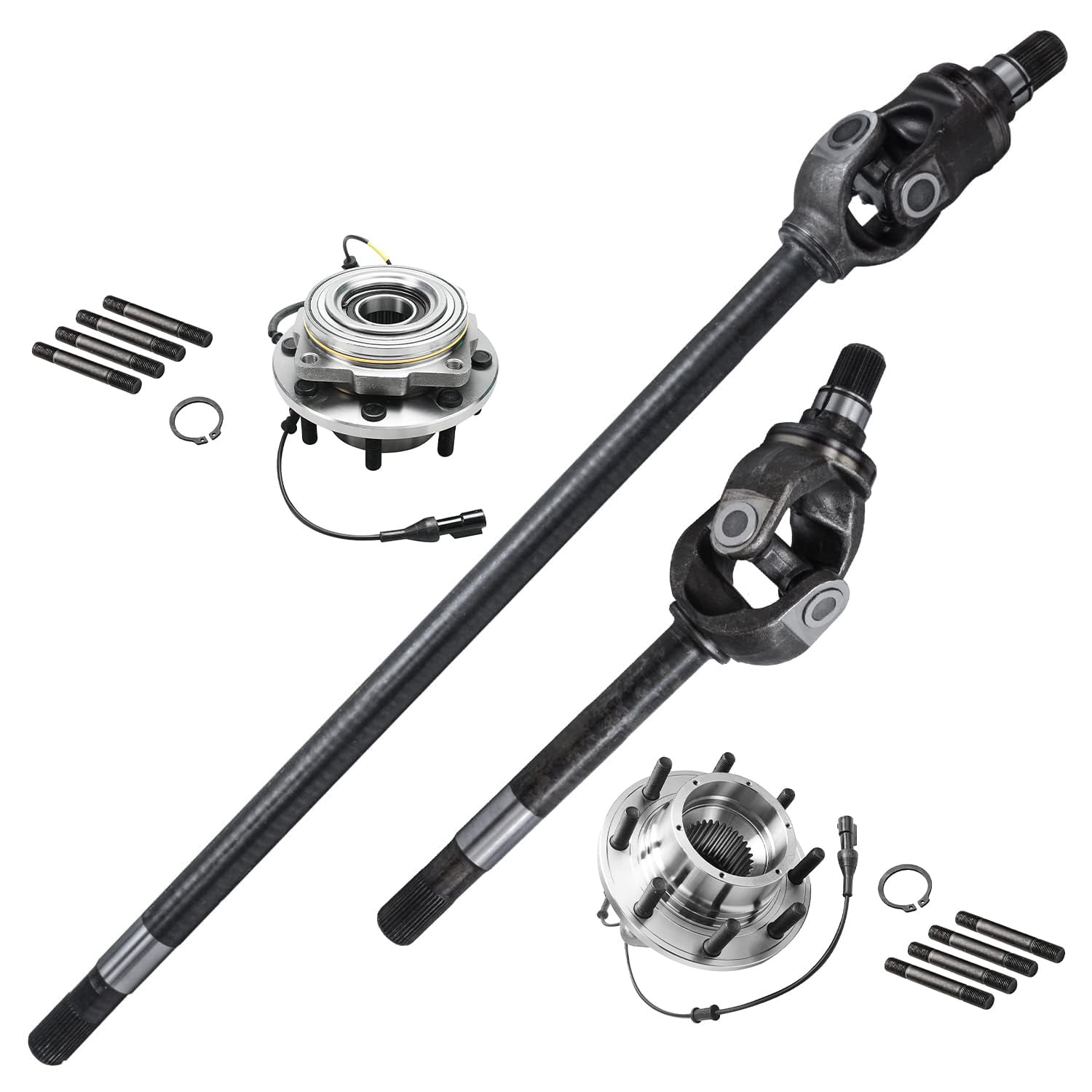 Detroit Axle - Pair Front U-Joint Axle Assembly Set Wheel Bearing ...