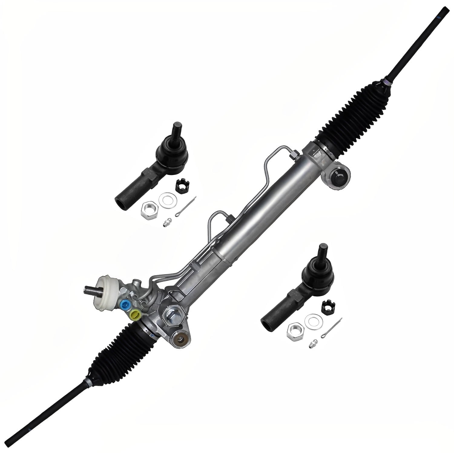 Detroit Axle - Power Steering Rack & Pinion Assembly + 4 Tie Rod Ends ...