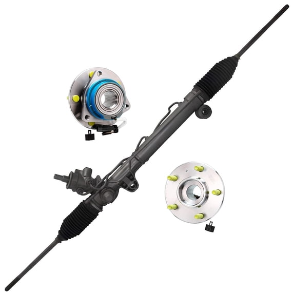 Detroit Axle - Power Steering Rack and Pinion + Front Wheel Hub Bearing ...