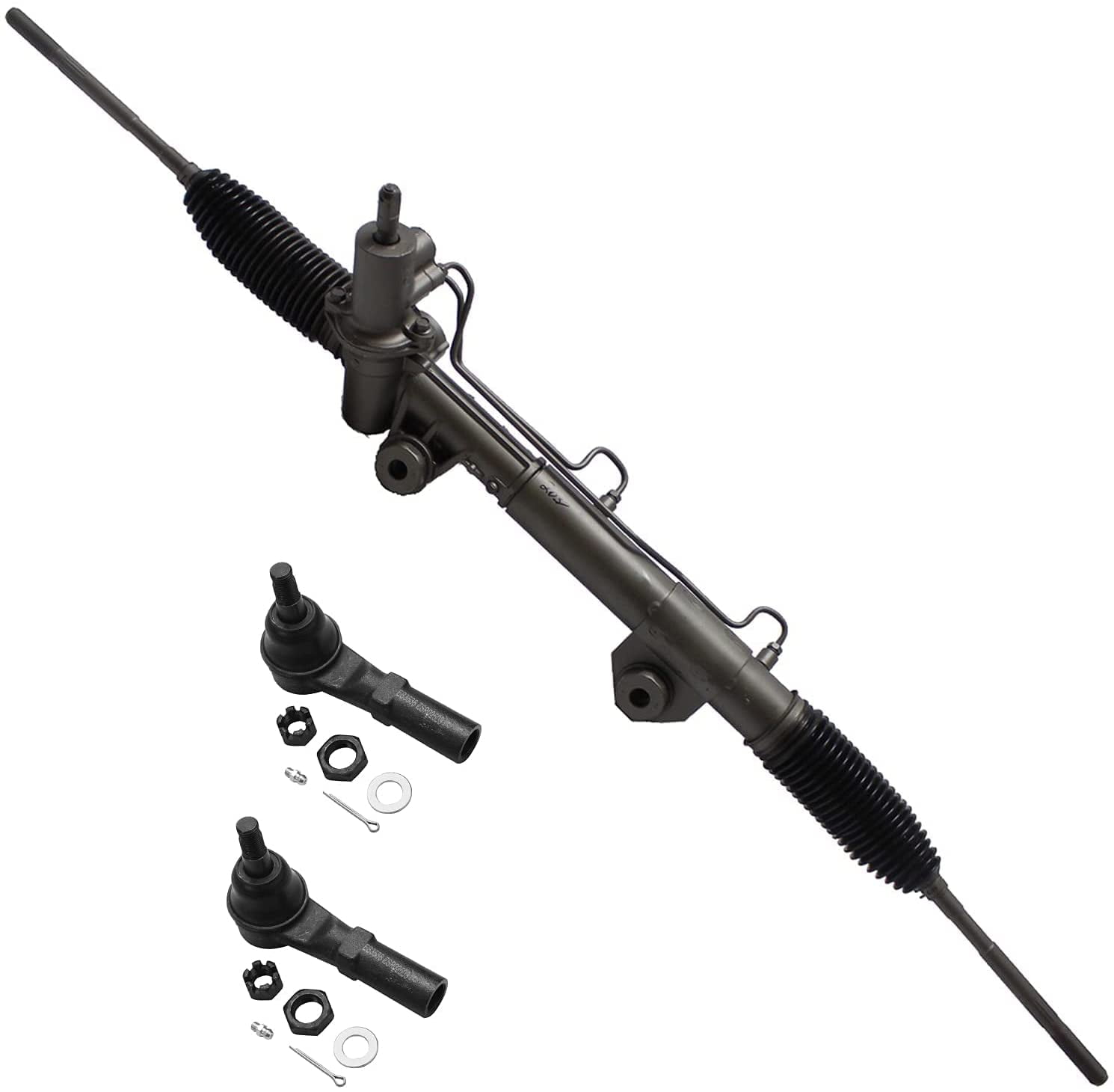 Detroit Axle - RWD Power Steering Rack & Pinion Assembly Outer Tie Rod ...