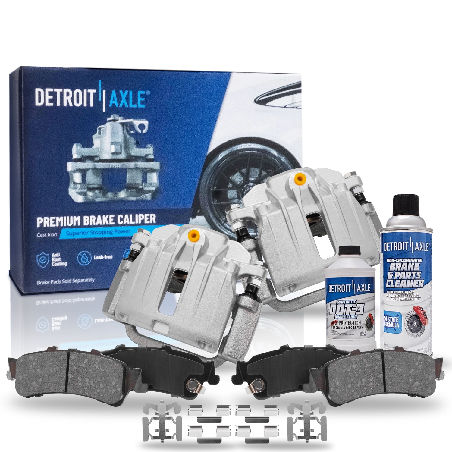 Detroit Axle - Rear Brake Calipers Brakes Brake Pads Replacement for Chevy Silverado GMC Sierra ...