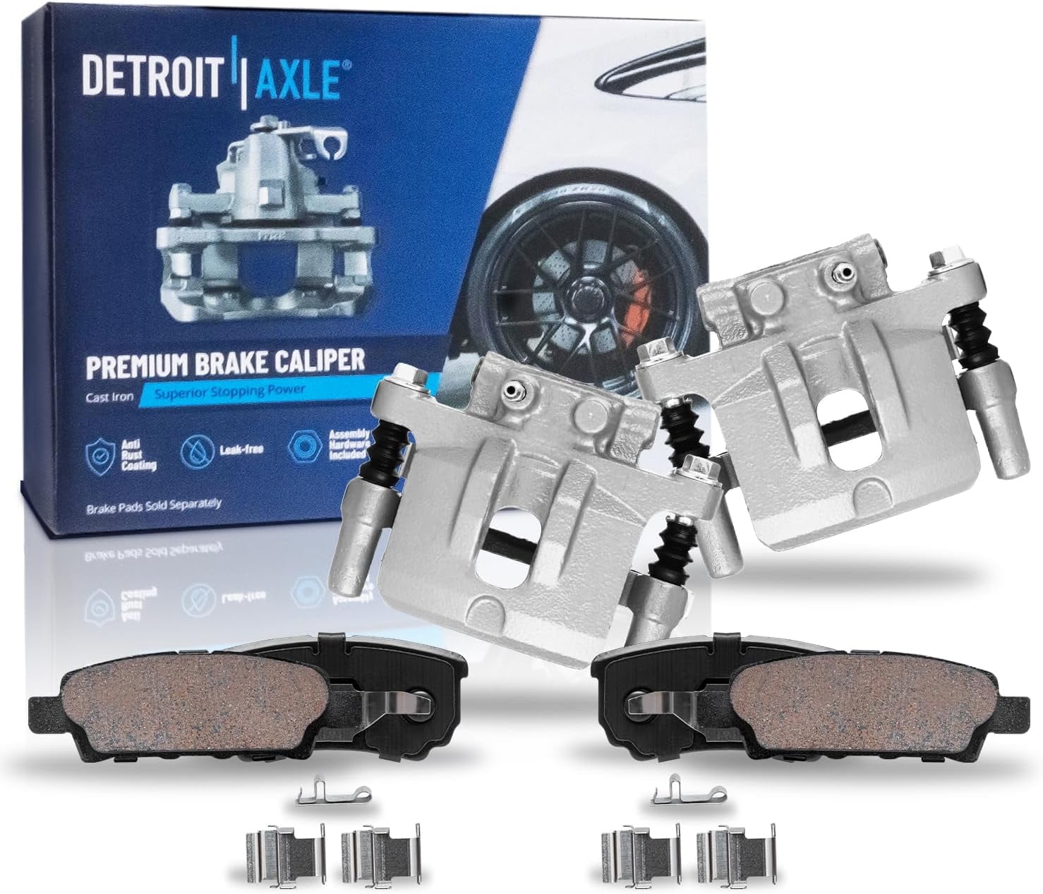 Detroit Axle - Rear Brake Calipers w/Bracket Ceramic Brake Pads ...