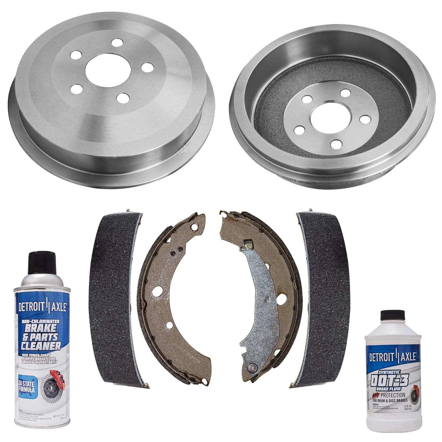 Detroit Axle - Rear Brake Kit for 04-09 PT Cruiser, Semi-metallic Brake Shoes and Brake Drums ...