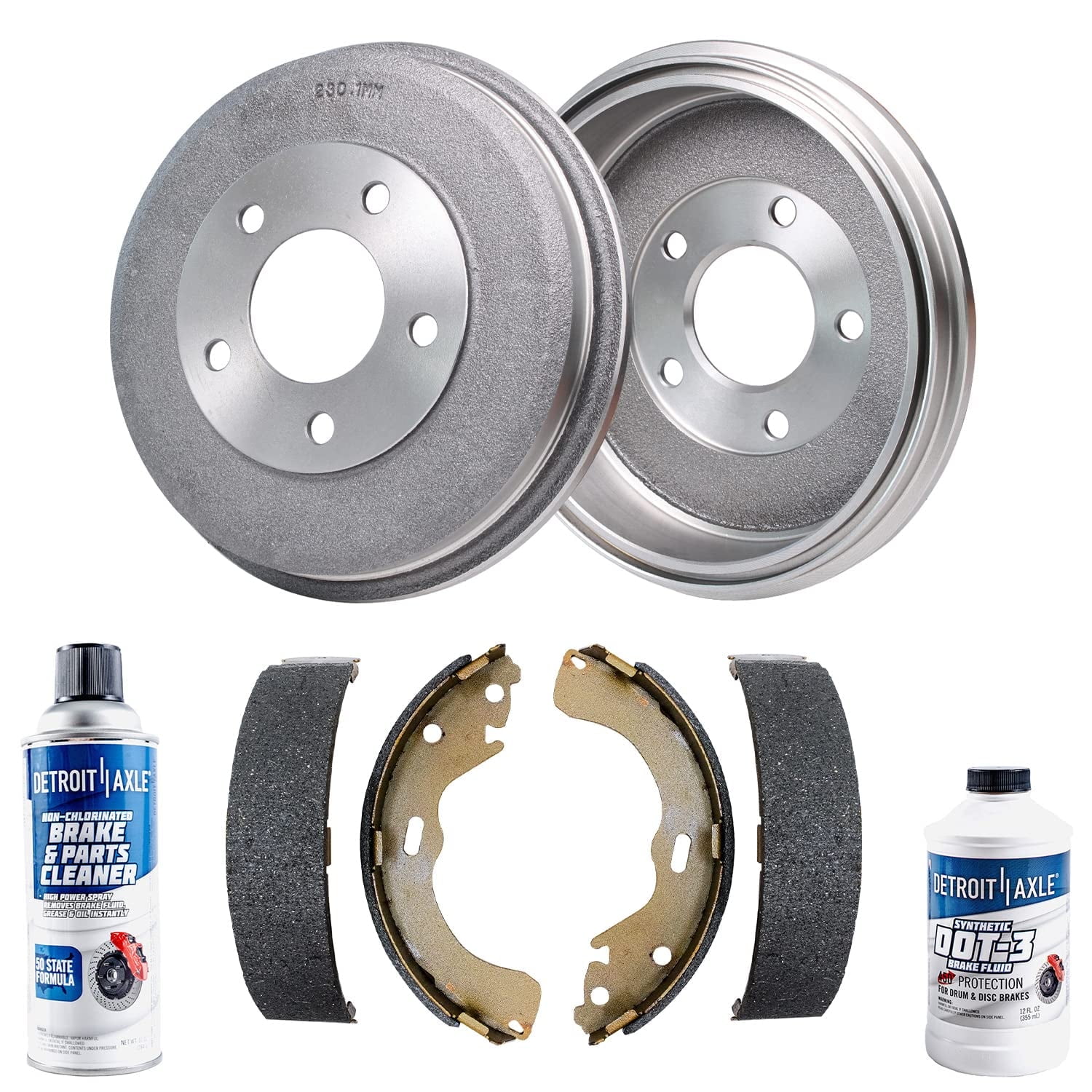 Detroit Axle - Rear Brakes Drums Brake Shoes w/Cleaner Fluid ...