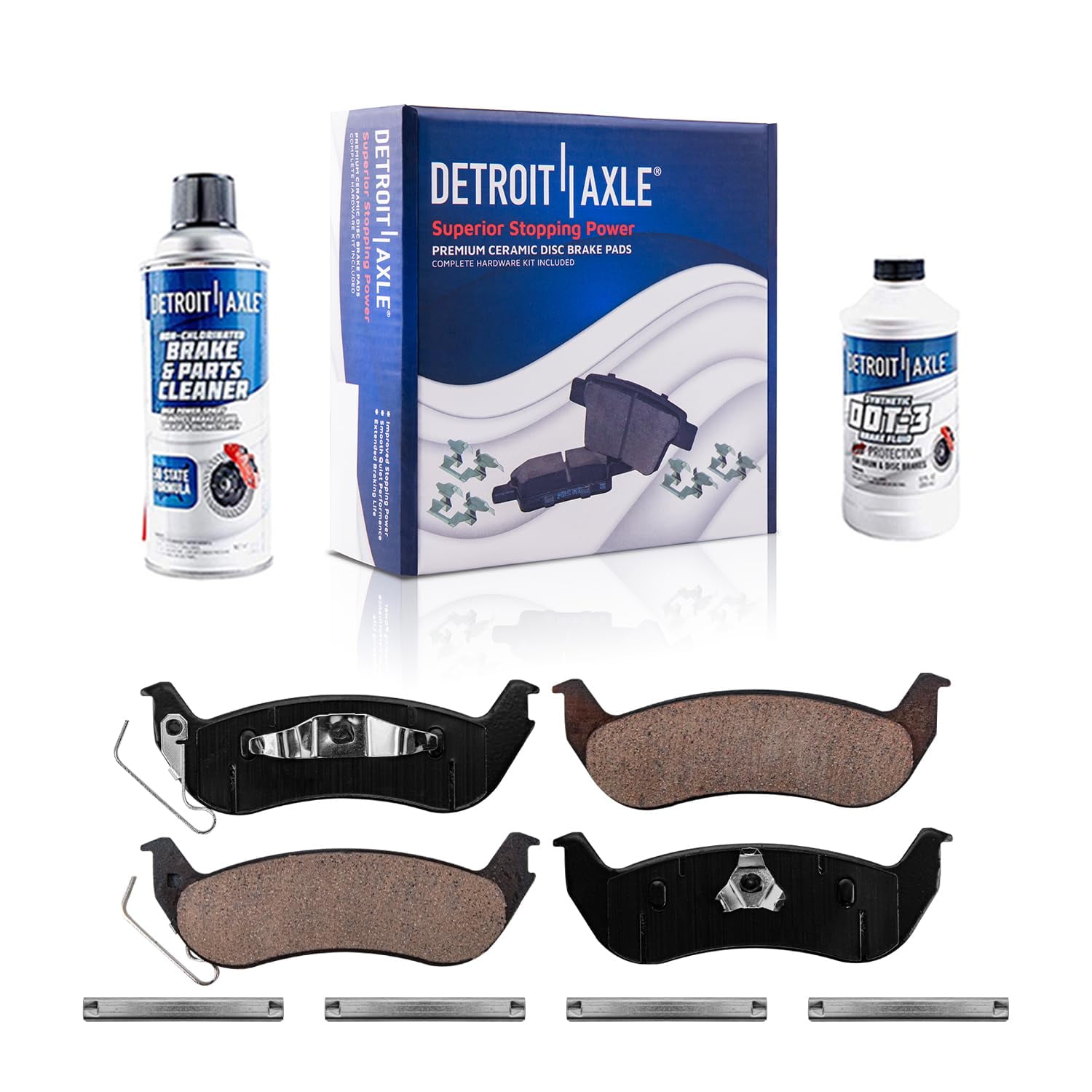 Detroit Axle - Rear Ceramic Brake Pads with Hardware Set Replacement ...