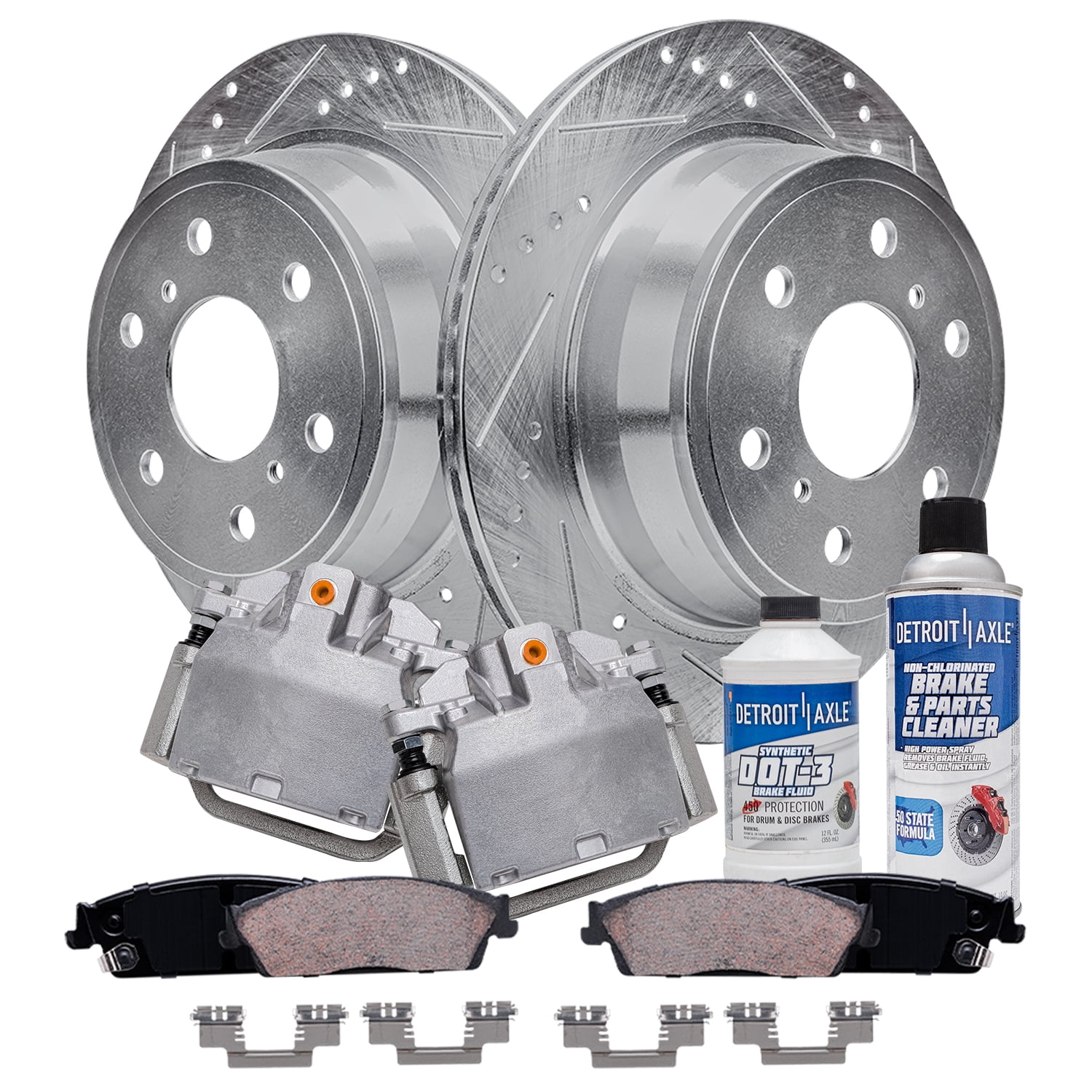 Detroit Axle - Rear Drilled Slotted Brakes and Rotors Brake Pads Brake ...