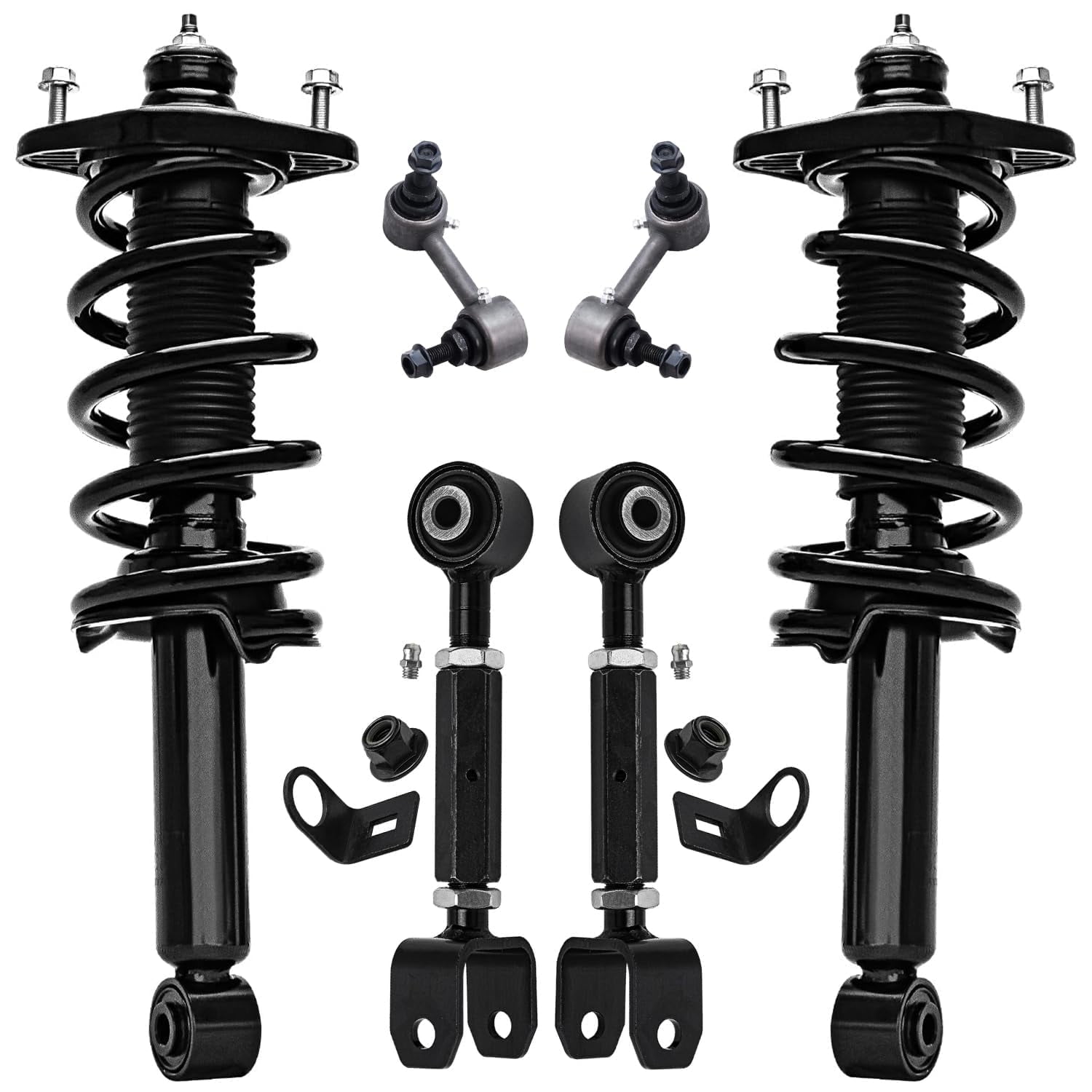 Detroit Axle - Rear Struts w/ Coil Spring Upper Control Arm + Sway Bars ...