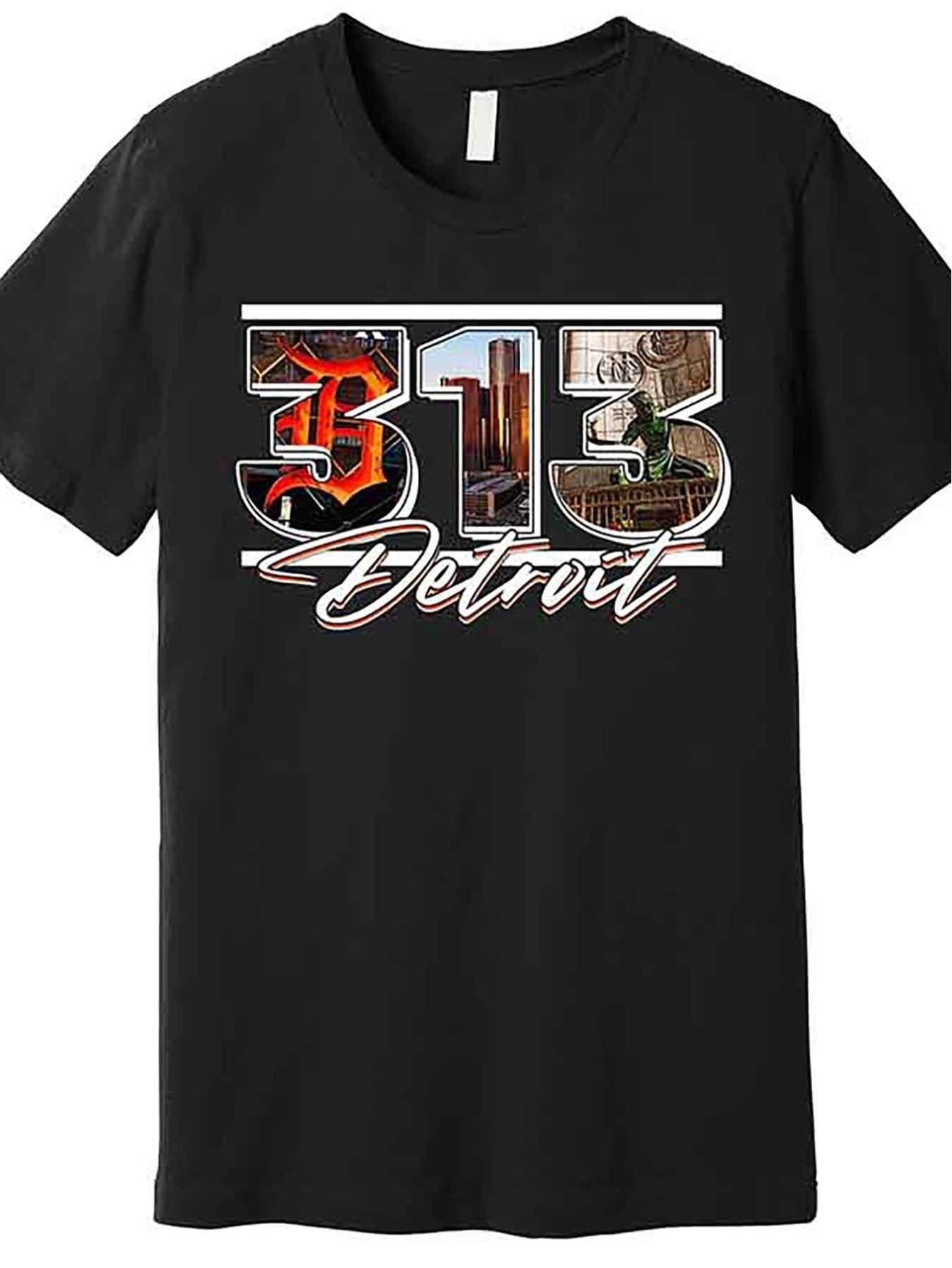 Detroit City Spirit Premium T-Shirt, Fun Men's Short Sleeve Pattern T ...