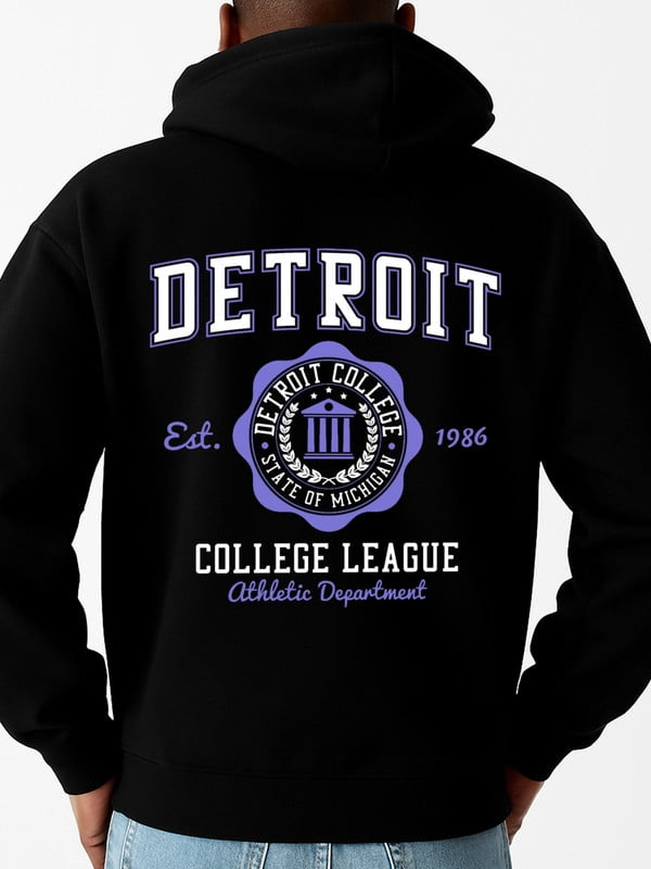 Detroit College Hoodie graphic hoodies for men long sleeve black Spring ...