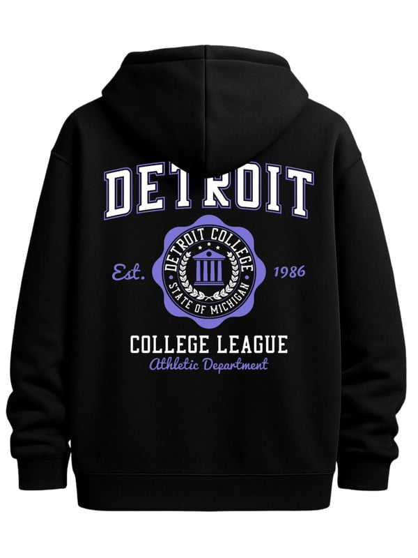 Detroit College Hoodie graphic hoodies mens funny hoodies black New ...