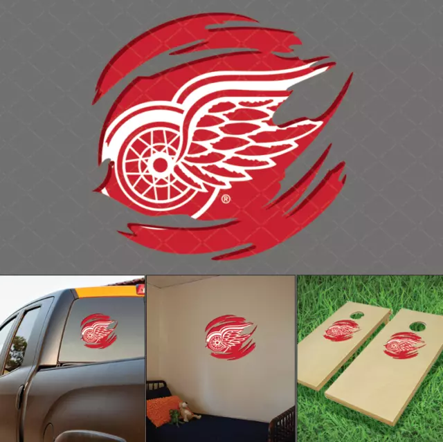 Detroit Detroit Hockey Team Distressed Scratched Decal, Torn Ripped ...